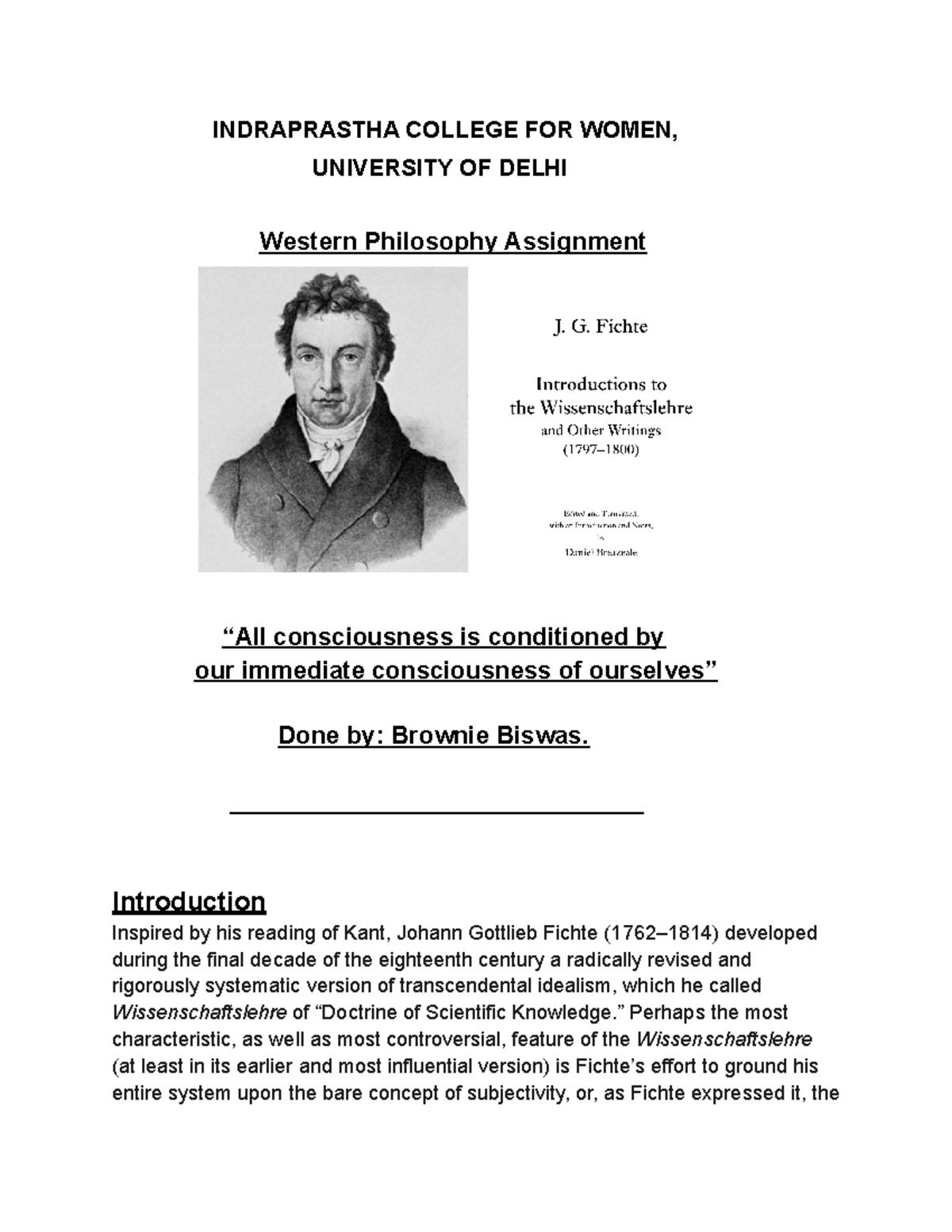 Assignment - Brownie Biswas - INDRAPRASTHA COLLEGE FOR WOMEN ...