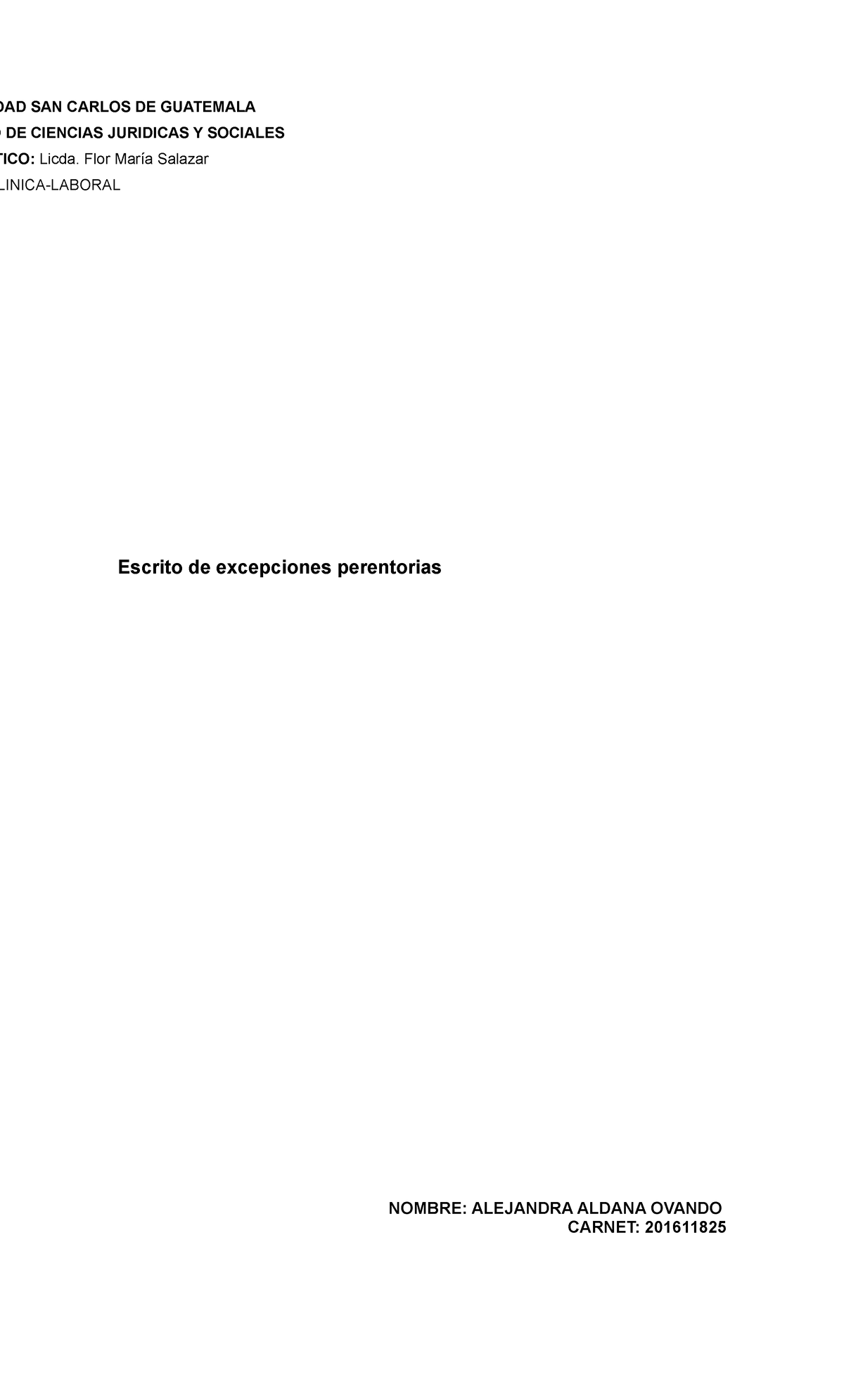 Escrito de excepciones perentorias - DAD SAN CARLOS DE GUATEMALA D DE ...