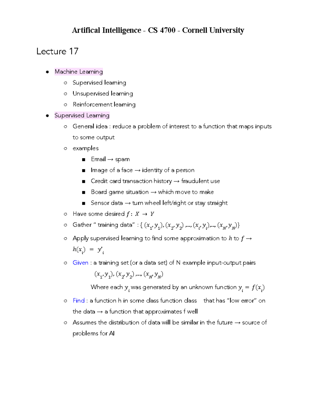 Cornell University - Artifical Intelligence - Lec 17 - Lecture 17 ...
