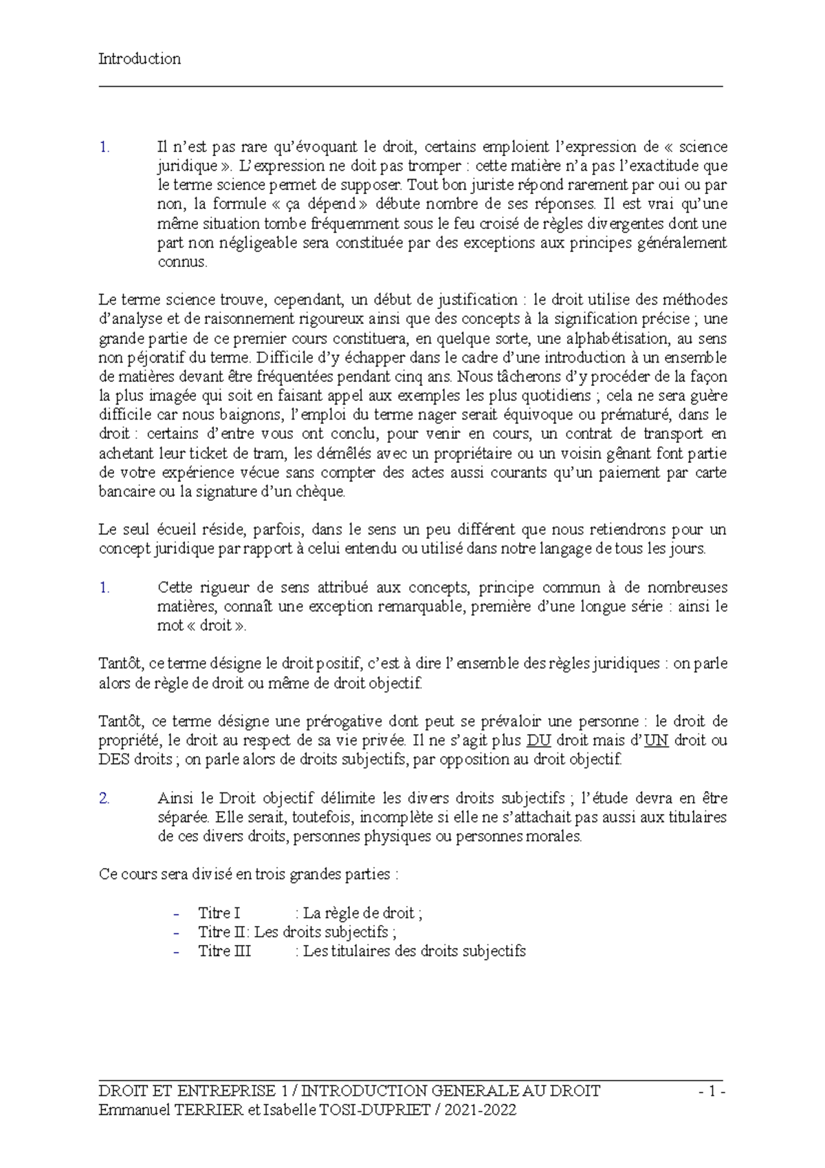 L1 introduction au droit 2021 (1) - - Studocu