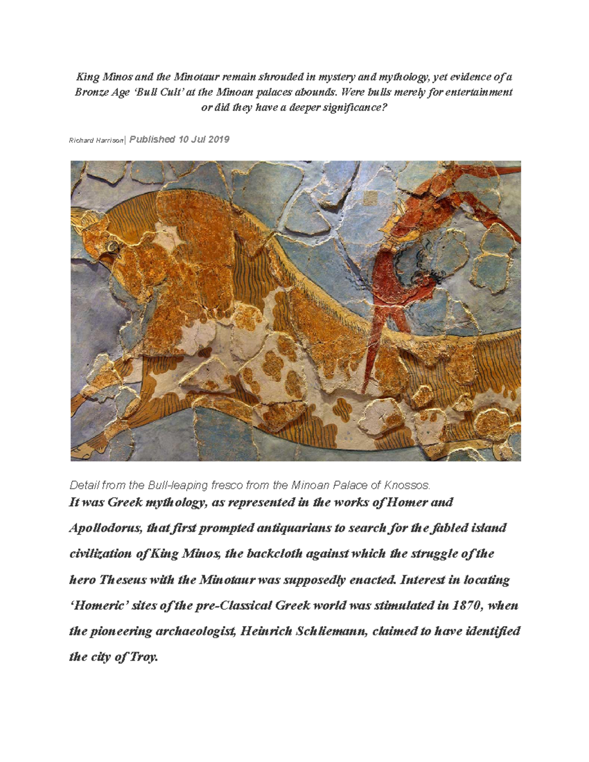 Inside the Ancient Bull Cult - King Minos and the Minotaur remain ...