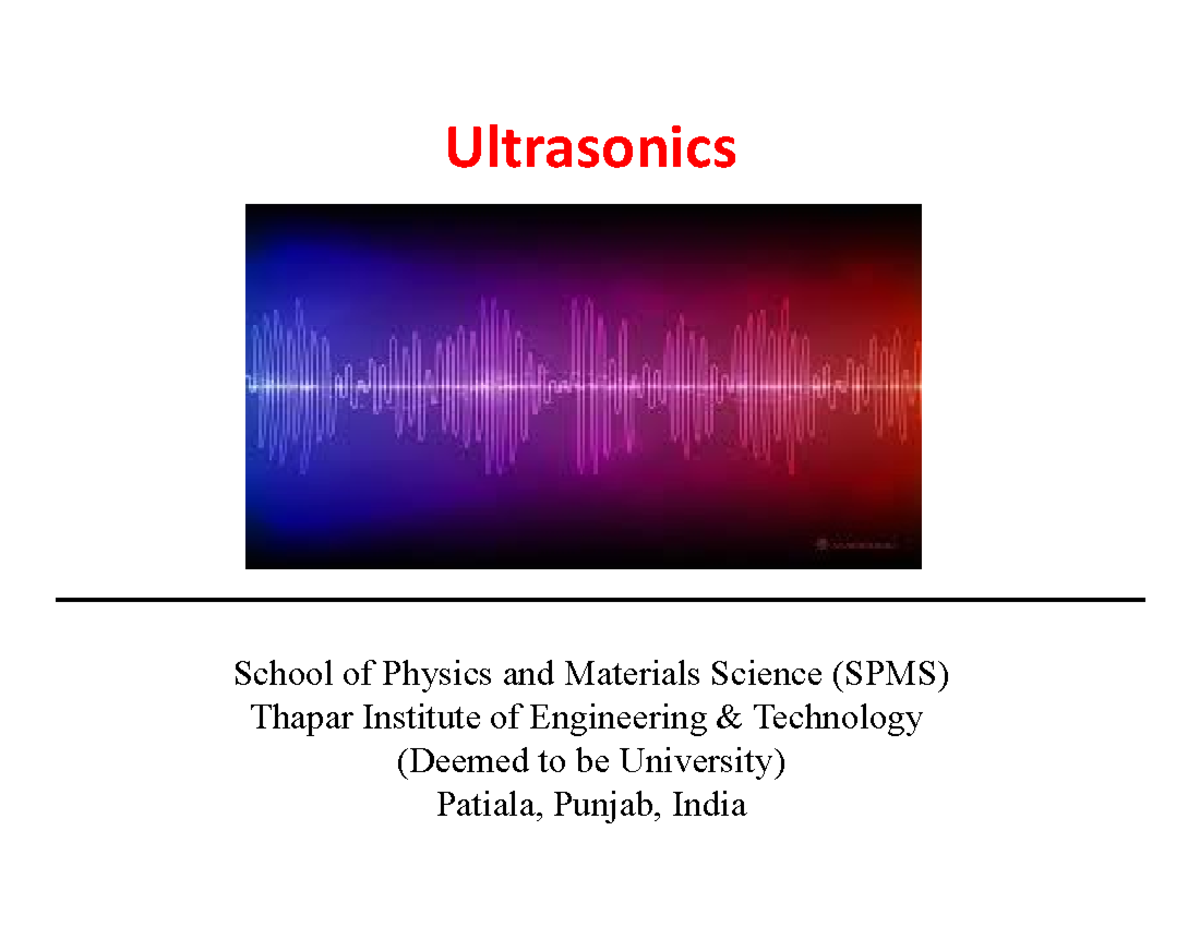 3 Ultrasonics - Ultrasonics School of Physics and Materials Science ...