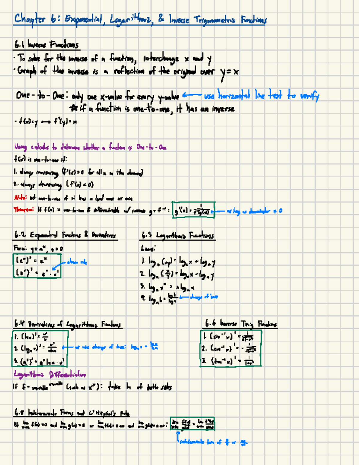 AP Calculus Chapter 6 Notes - Chapter 6 : Exponential , Logarithmiz ...