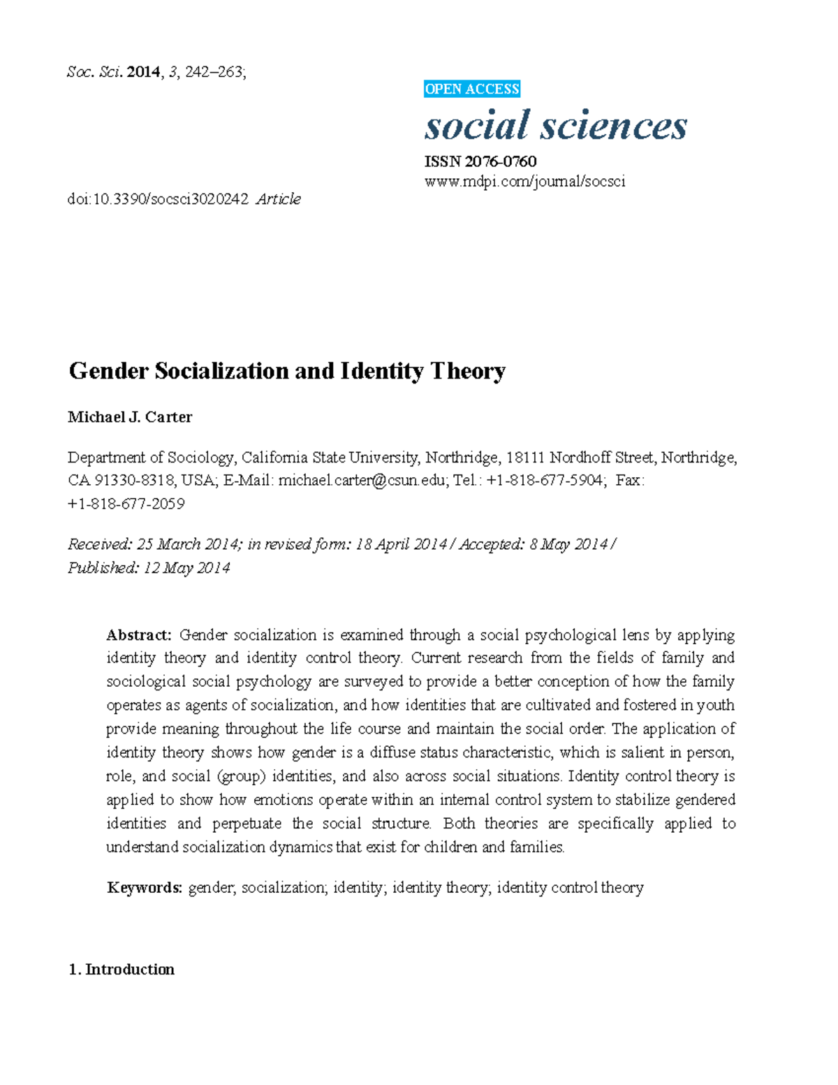Genderand Identitysocsci-03-00242- Carter Article - Soc. Sci. 2014 , 3 ...