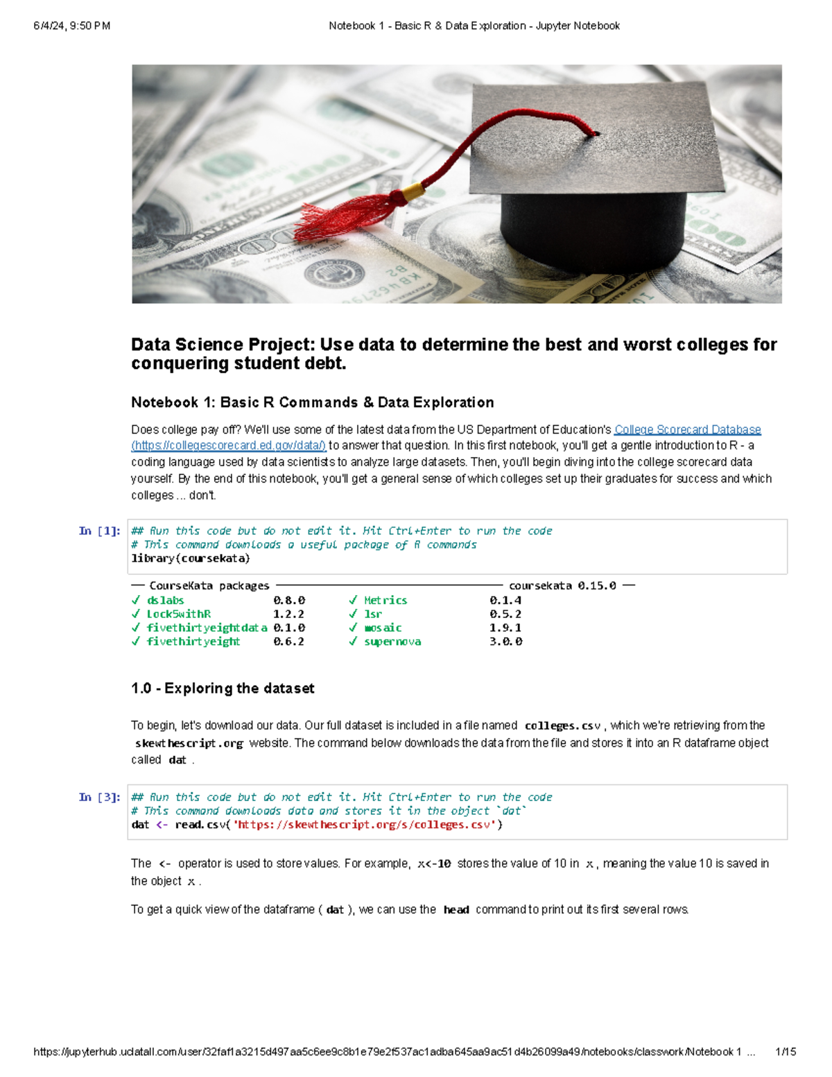 Notebook 1 for AP STATS - Data Science Project: Use data to determine ...