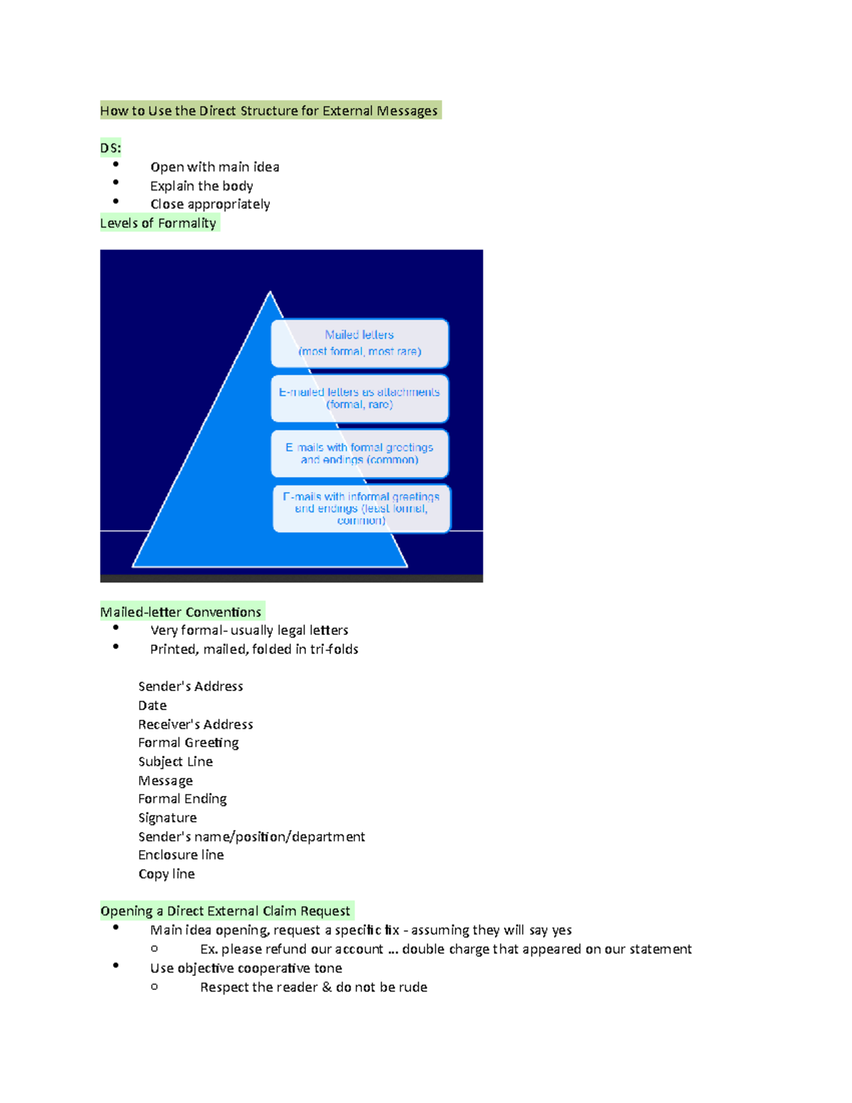 Lecture Two - Linda Meegan; Direct Message Structure for External ...