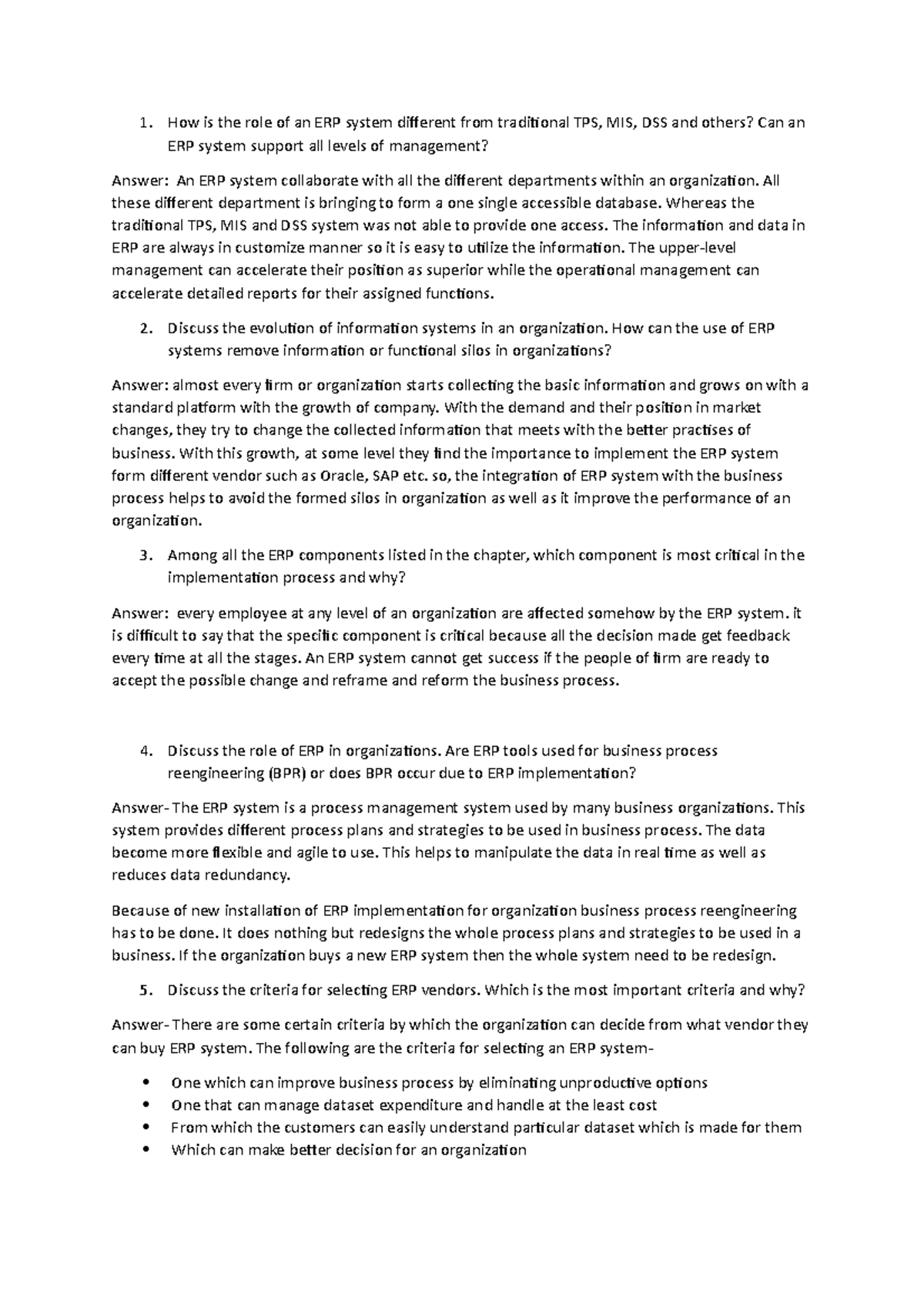 Wek 1 - Enterprise system tutorial work - How is the role of an ERP ...