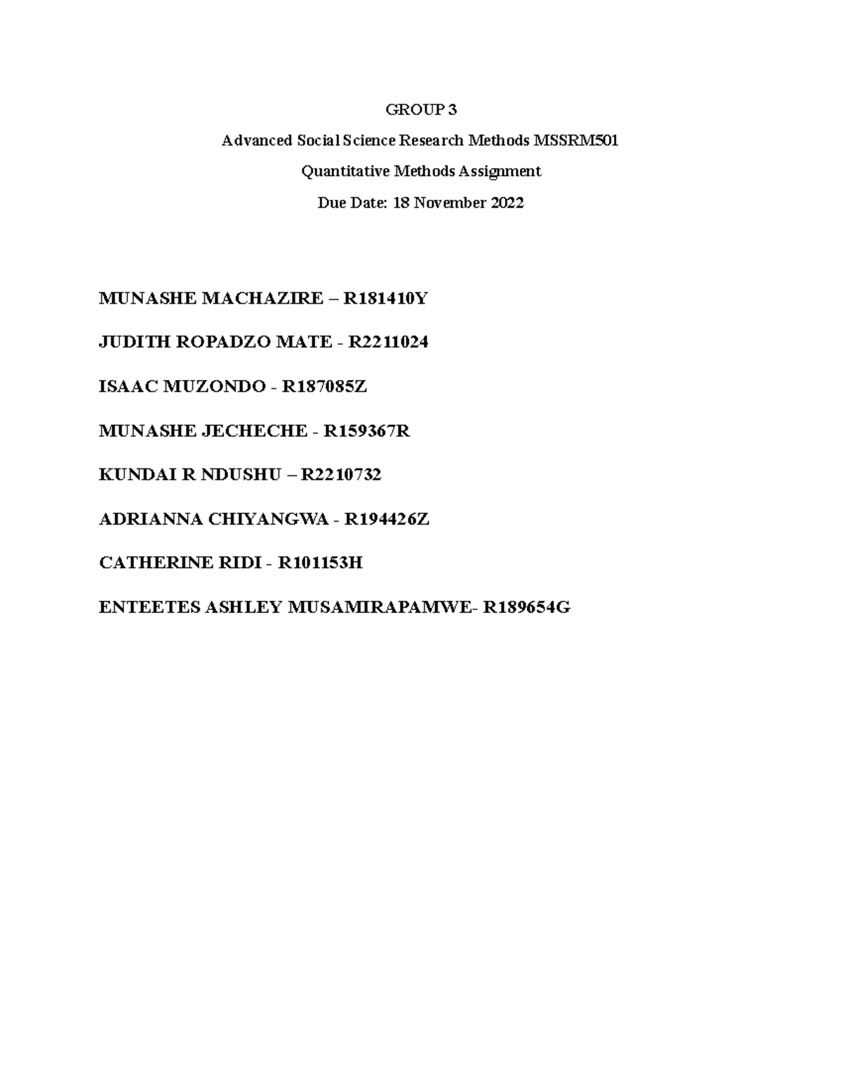 Group 3 Assignment-1 - GROUP 3 Advanced Social Science Research Methods ...