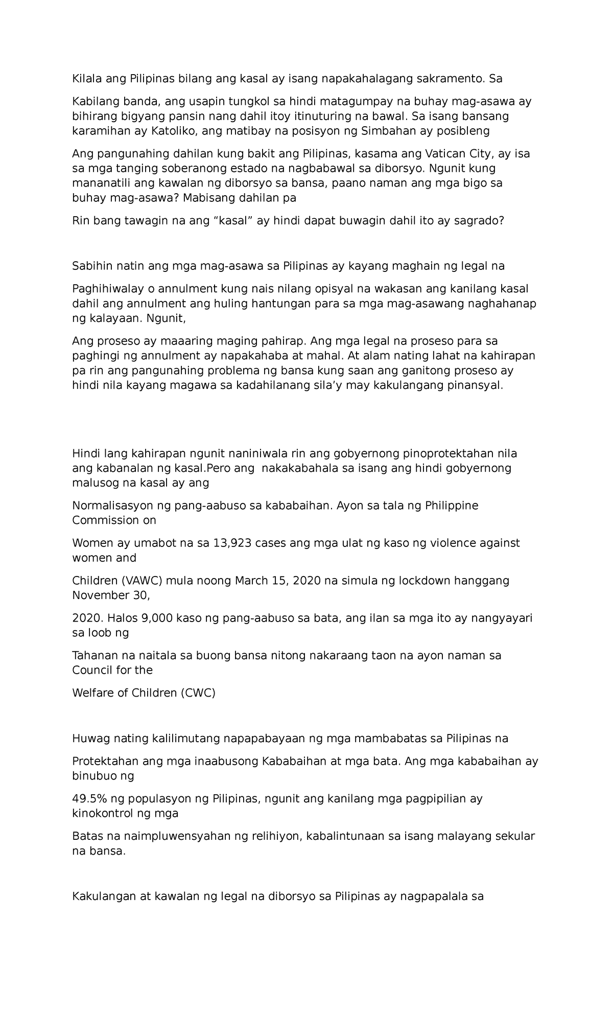 Diborsyo - is the quality - Kilala ang Pilipinas bilang ang kasal ay ...