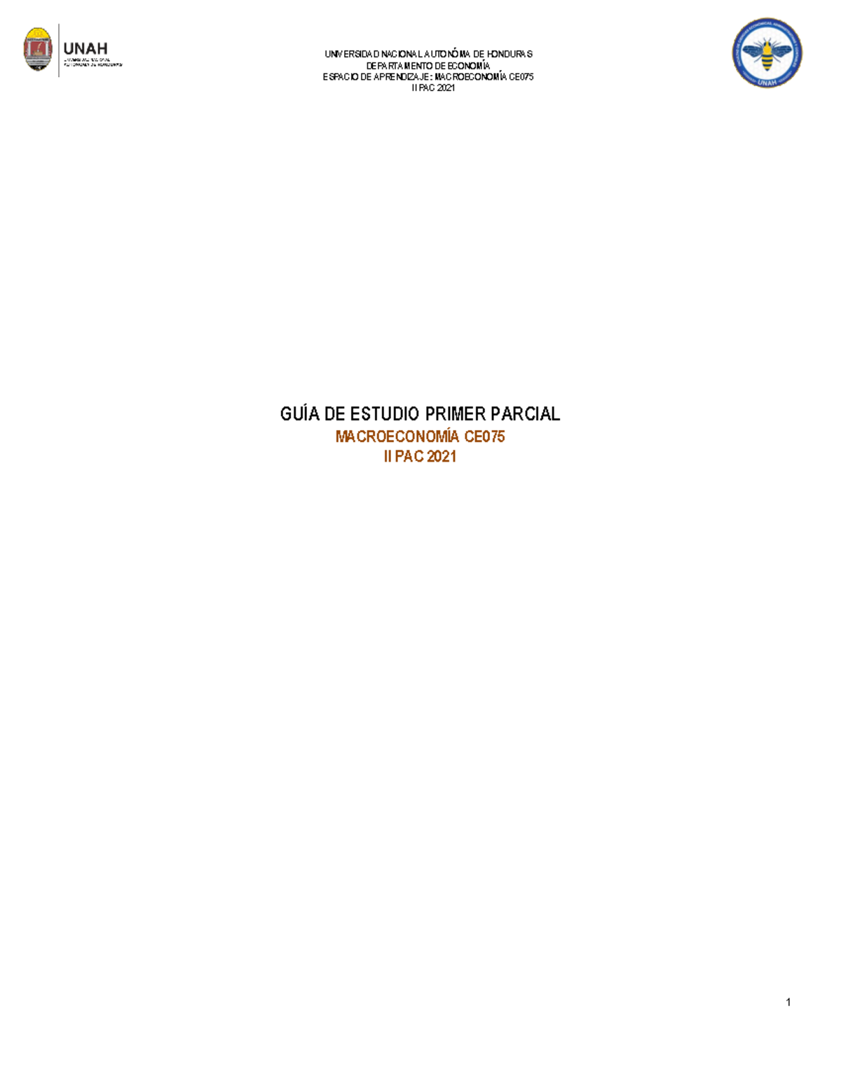 Guía de Estudio Macroeconomía I Parcial II PAC 2021 - DEPARTAMENTO DE ECONOMÍA ESPACIO DE - Studocu