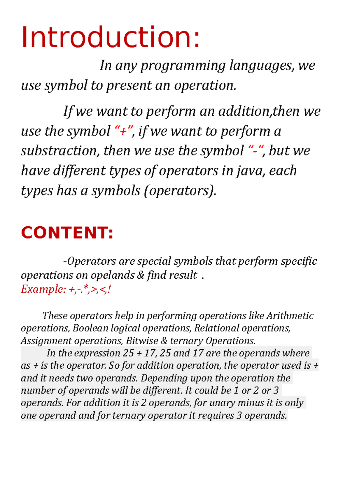 JAVA Script - Introduction: In any programming languages, we use symbol ...