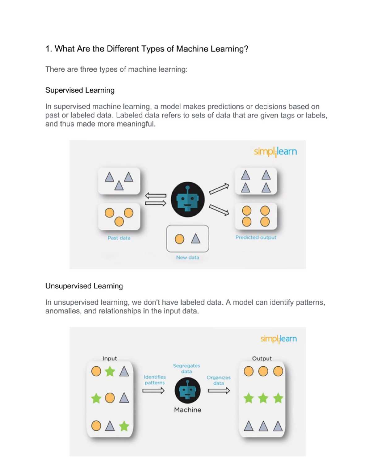 ML viva Question Answers - 1. What Are the Different Types of Machine ...