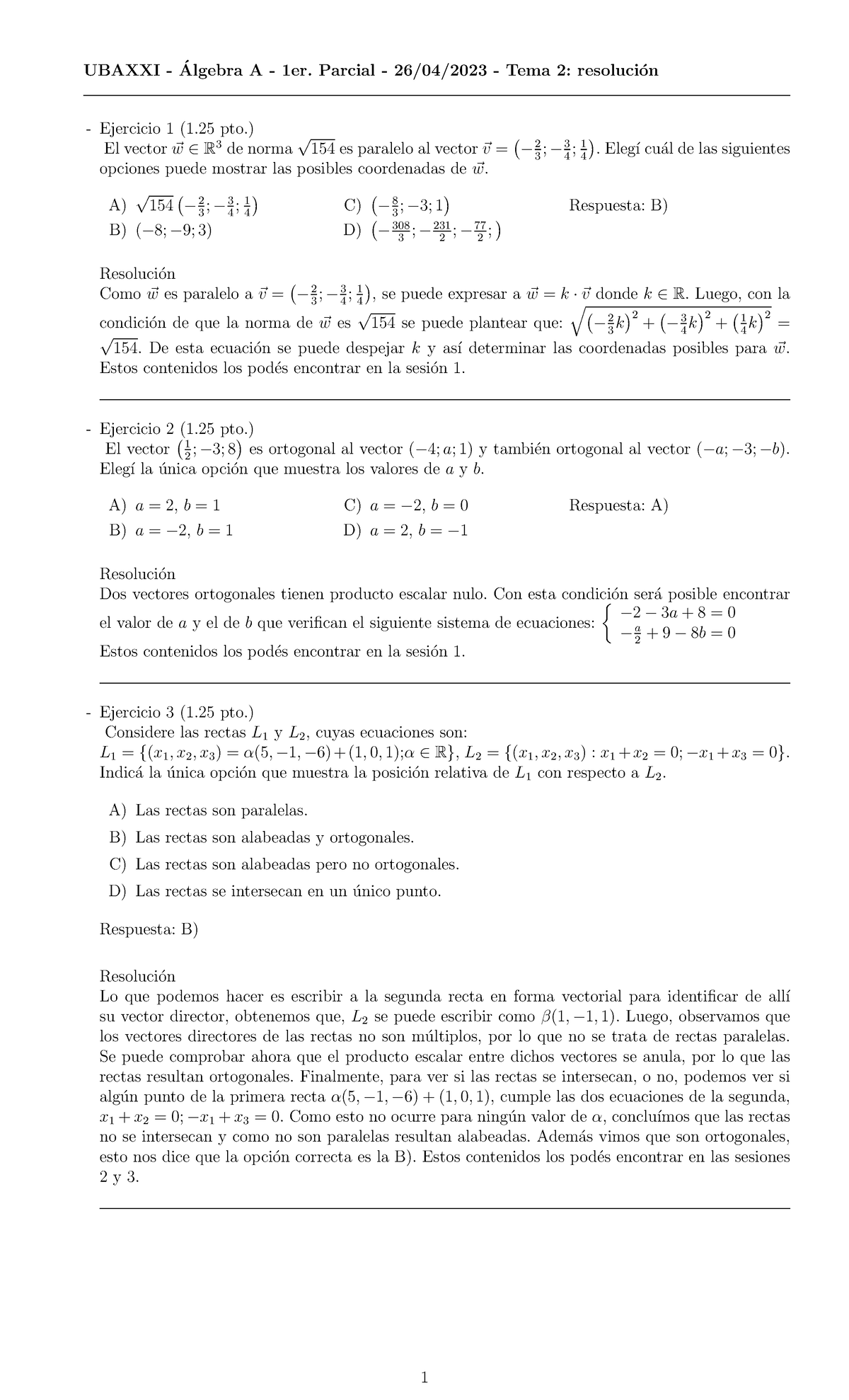 2023 1C 1P T2 resuelto - UBAXXI - ́Algebra A - 1er. Parcial - 26/04 ...