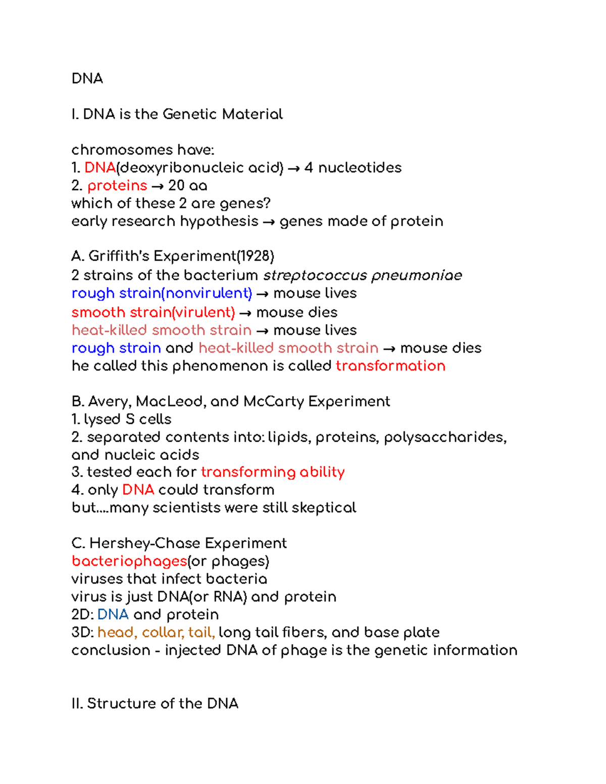 chapter 14 DNA - DNA I. DNA is the Genetic Material chromosomes have ...