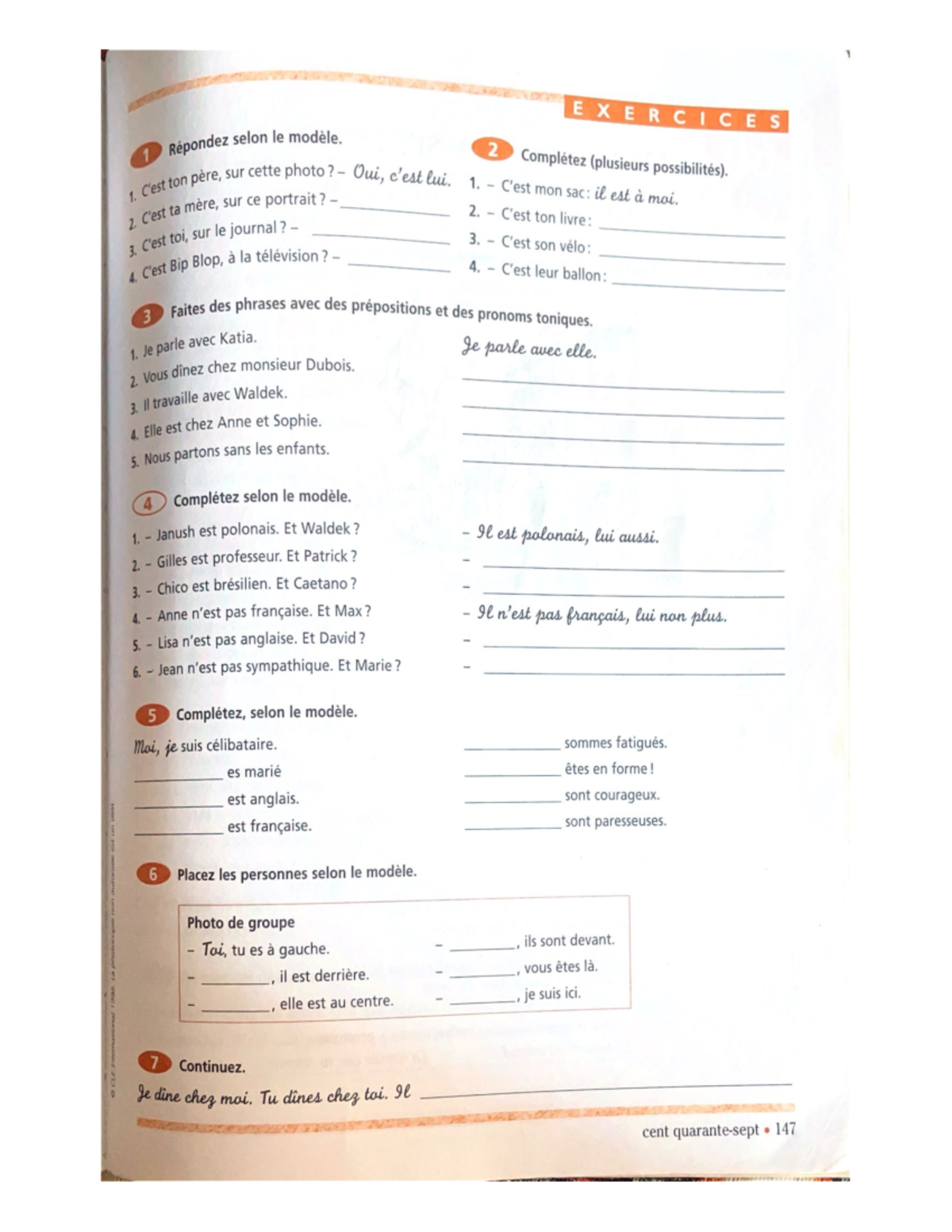 Répondez selon le modèle - Gramàtica Francesa - Studocu