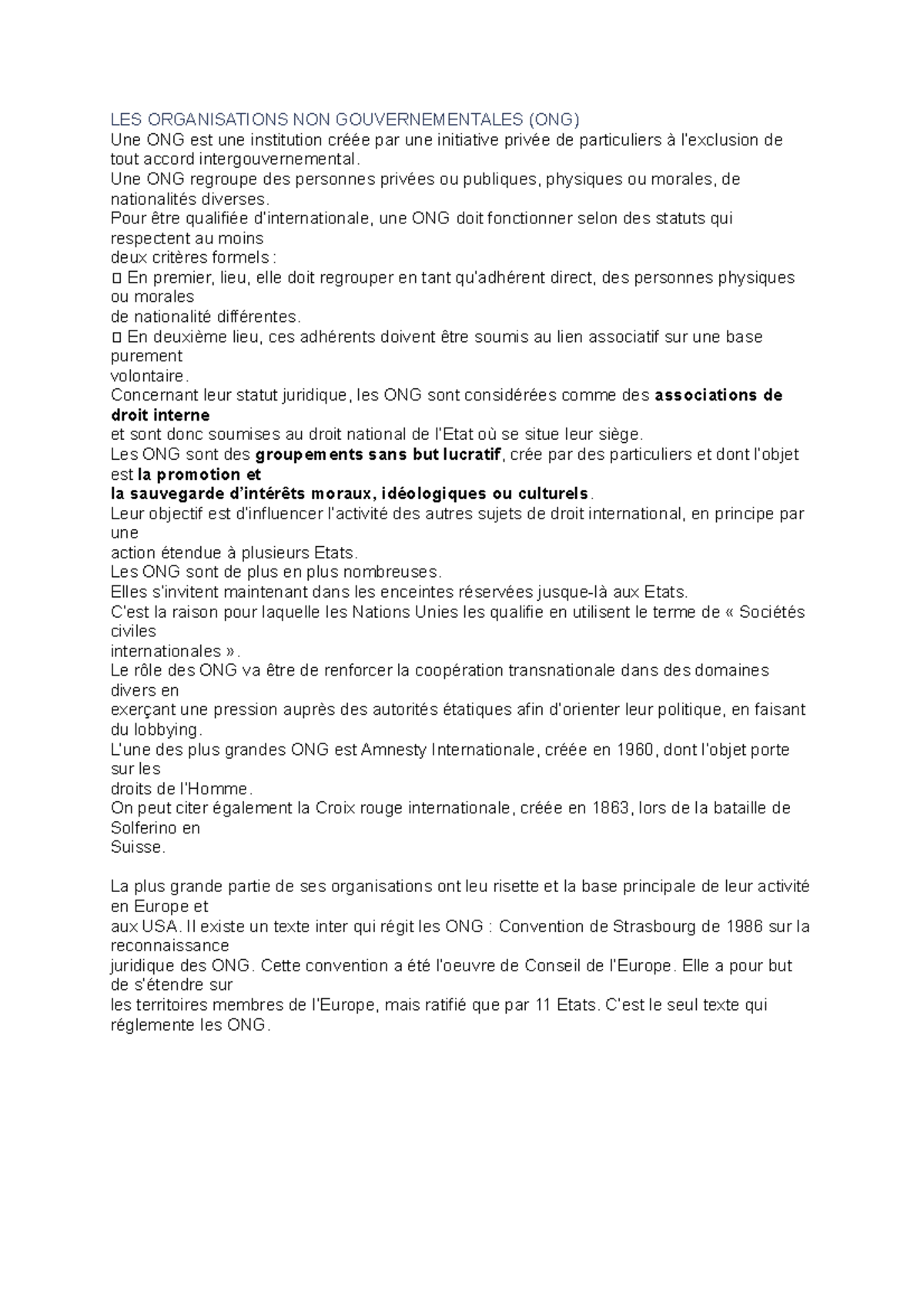 LES Organisations NON Gouvernementales - LES ORGANISATIONS NON ...