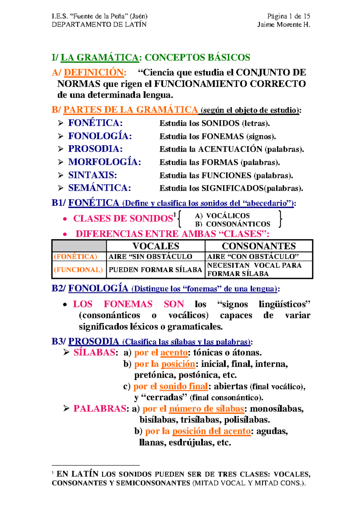 Gramatica - gramática - DEPARTAMENTO DE LATÍN Jaime Morente H. I/ LA ...