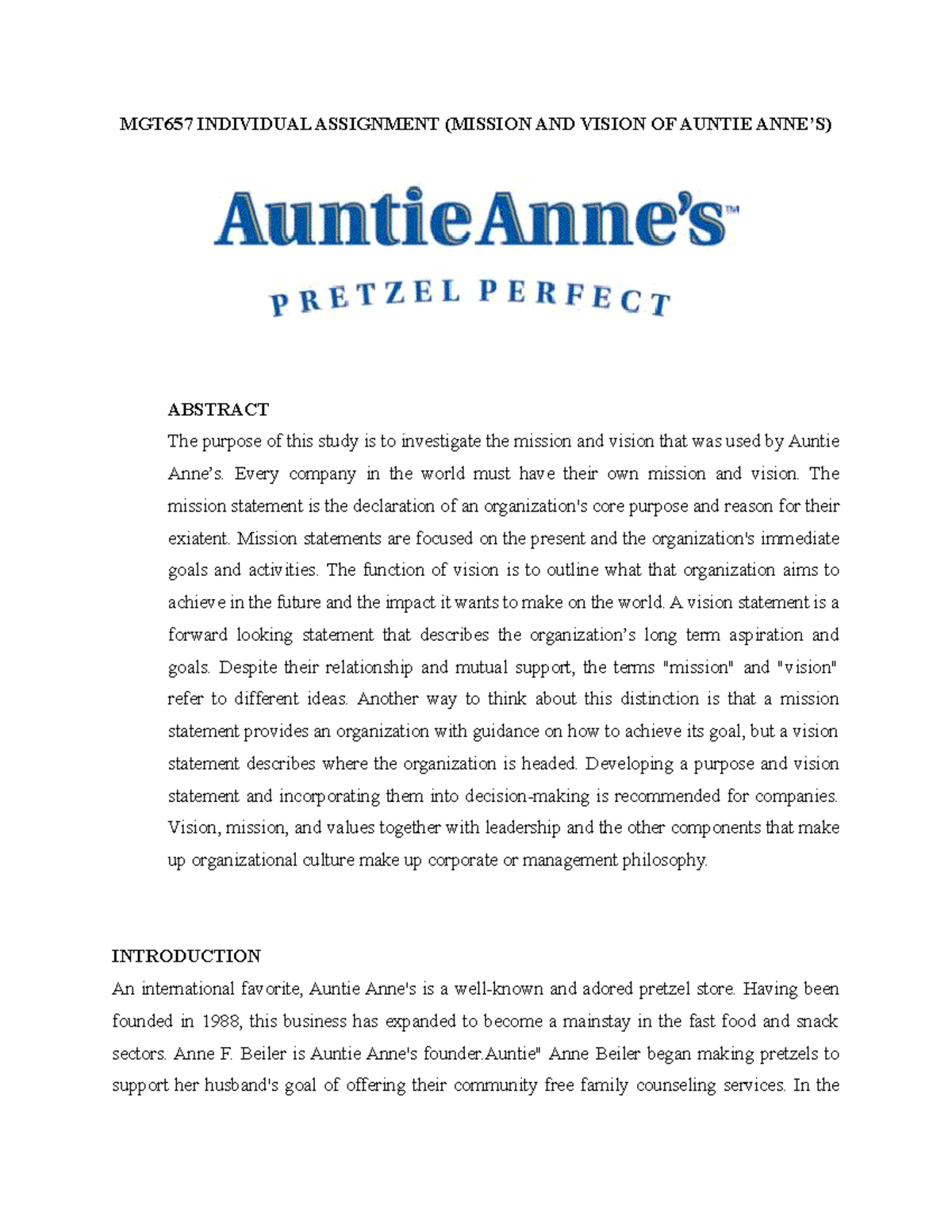 MGT657 Induvidual Assignment - MGT657 INDIVIDUAL ASSIGNMENT (MISSION ...