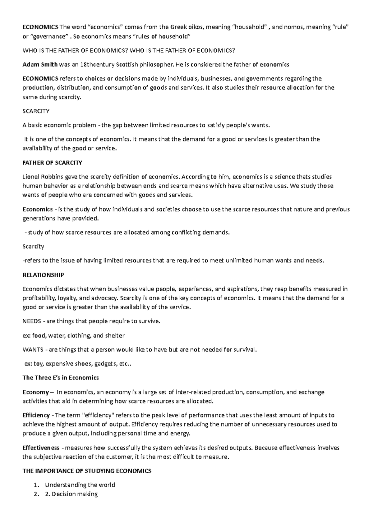Basic-Microeconomics-Document - ECONOMICS The word “economics” comes ...