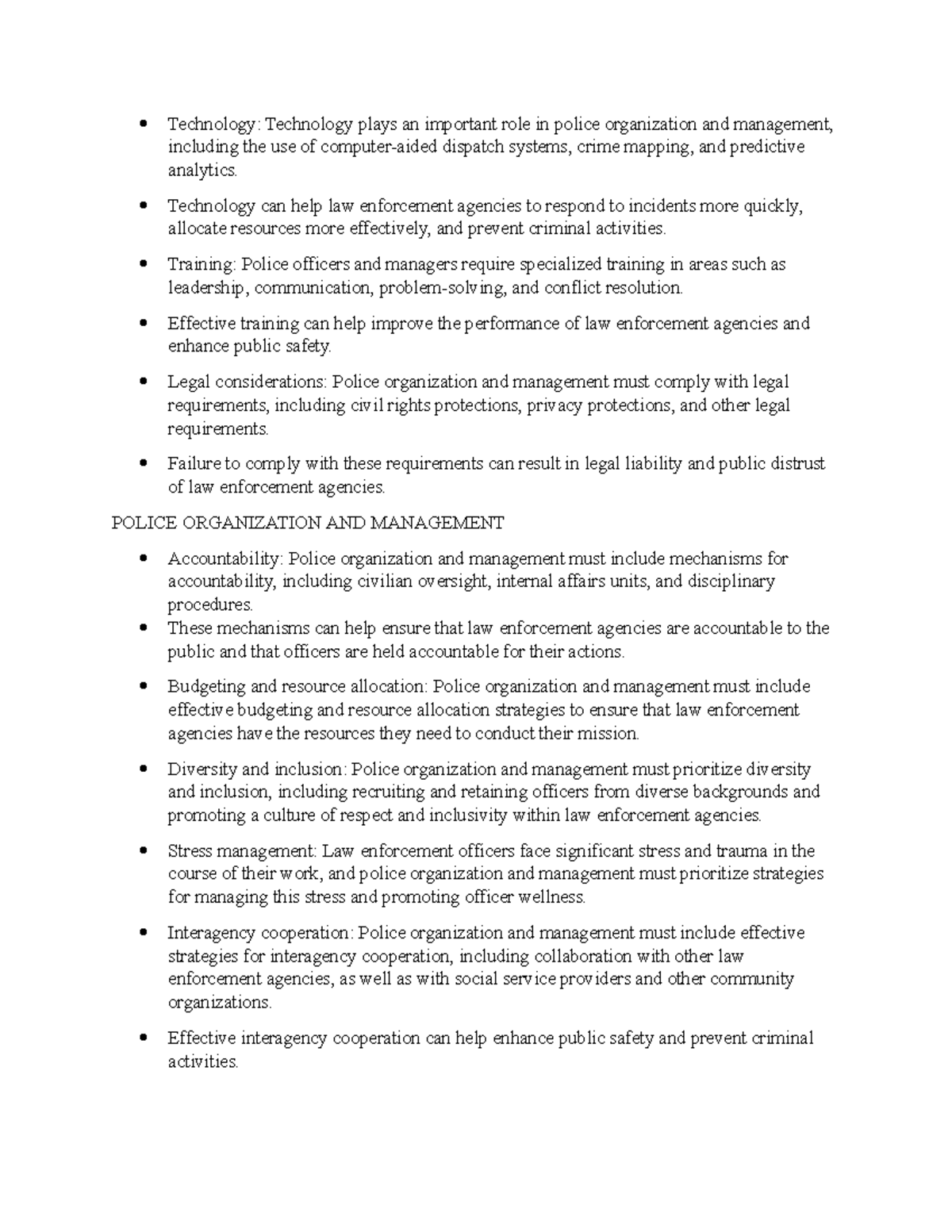 CRJ Notes 4 - analysis of the agencies and processes of the criminal ...
