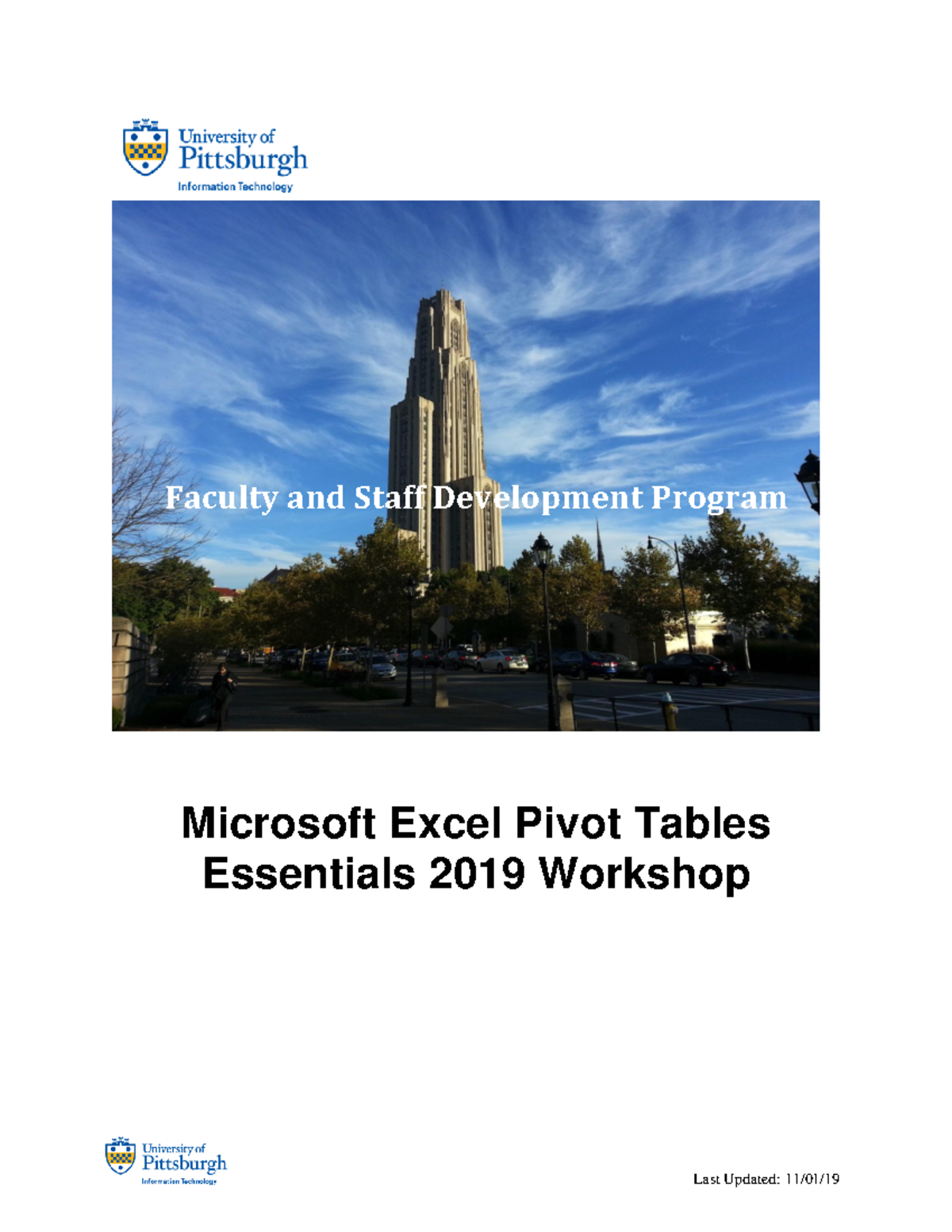 Pivot Table Guide - Last Updated: 1 1 /01/ Microsoft Excel Pivot Tables ...