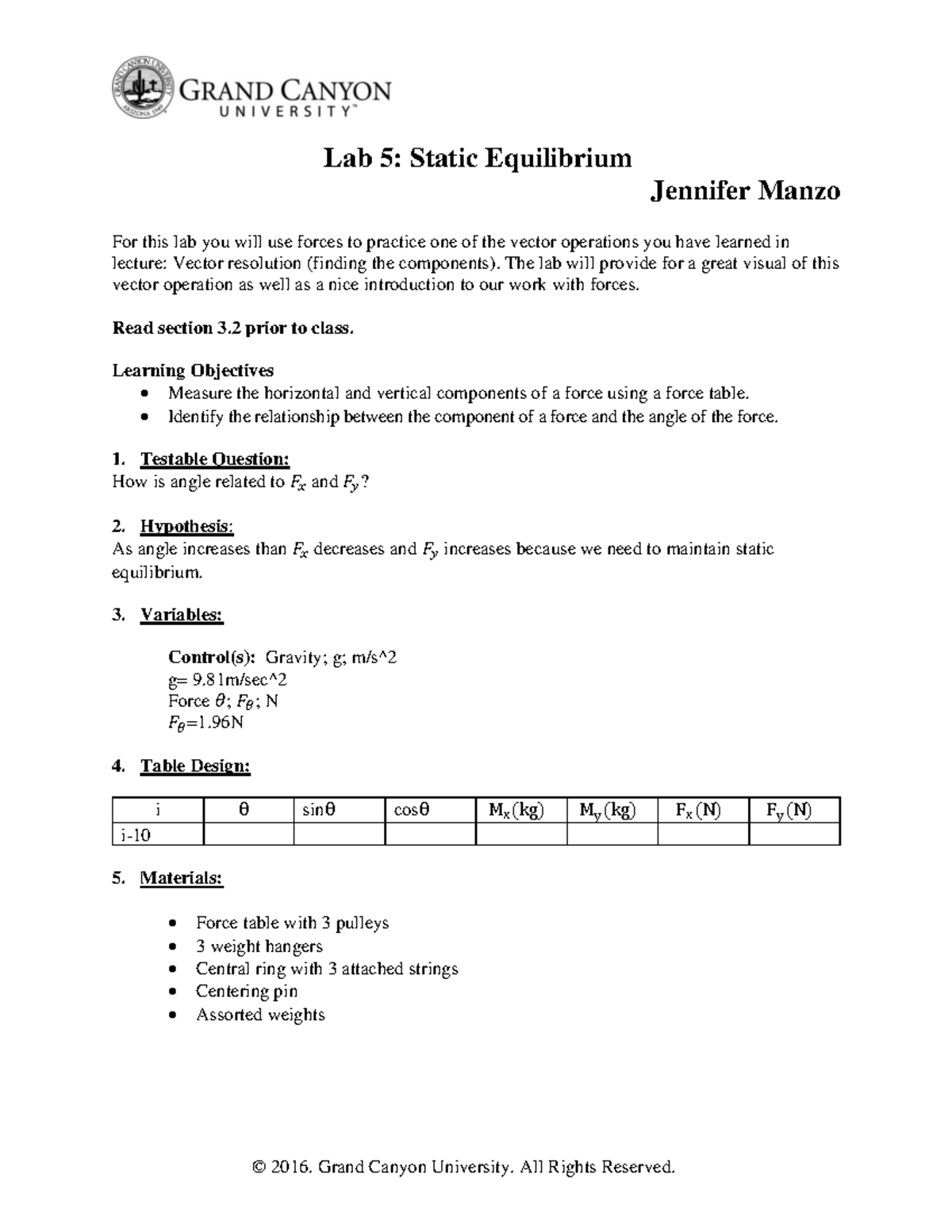 PHY-111L-RS-Lab5 Static Equilibrium - Lab 5: Static Equilibrium ...