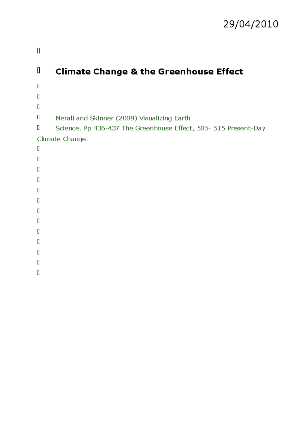 Lecture notes, lecture Climate Change - Comprehensive study notes - 29 ...