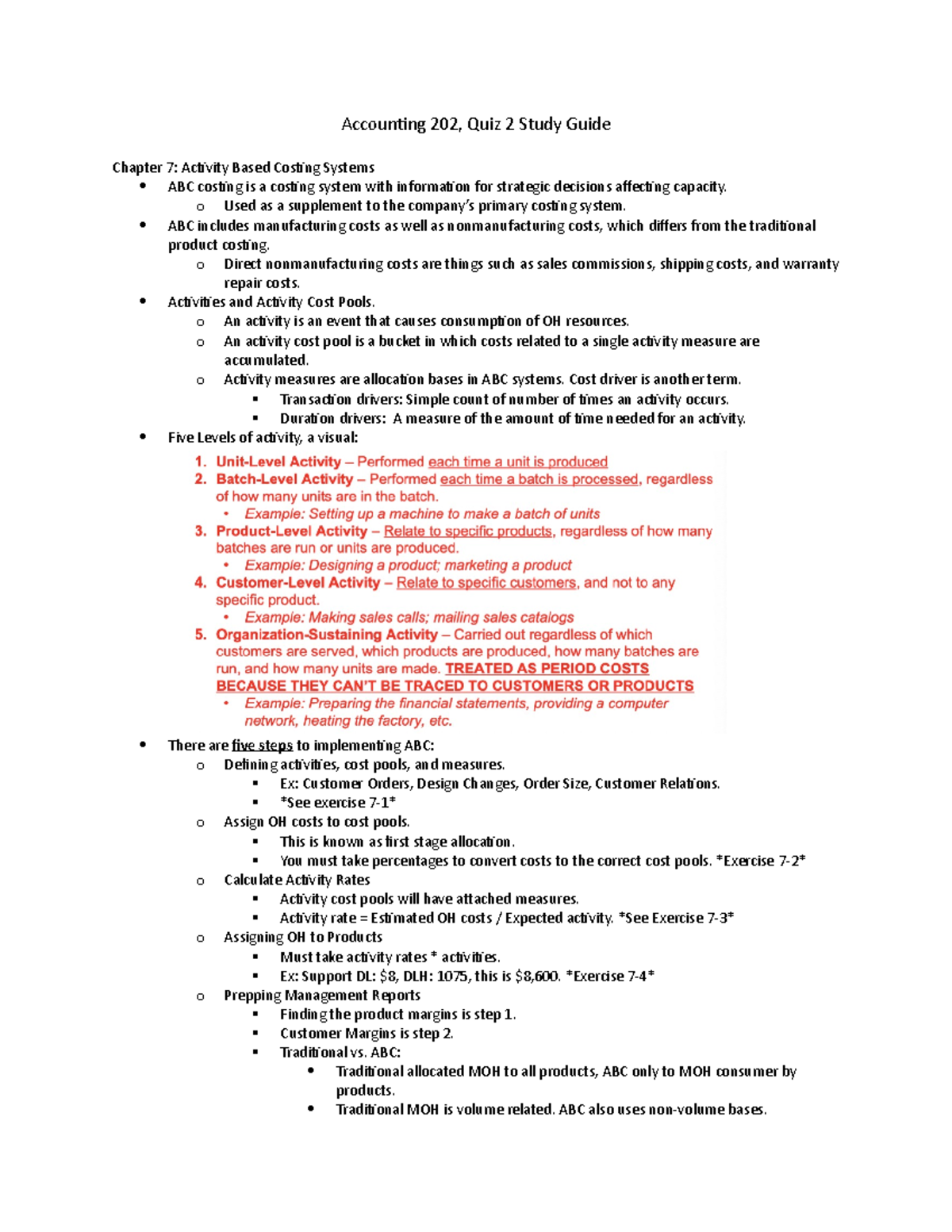Accounting 202 Quiz 2 - Accounting 202, Quiz 2 Study Guide Chapter 7 ...