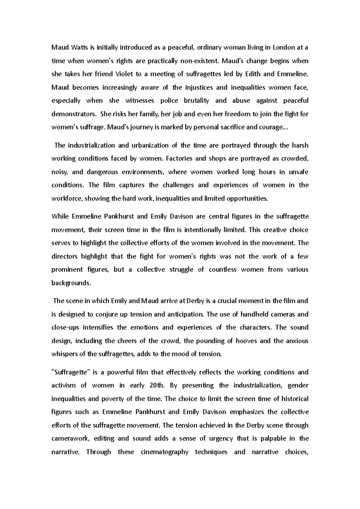 Suffragette- film - Resumo do filme - Maud Watts is initially ...