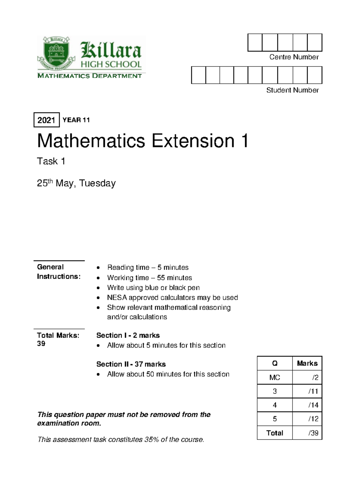 2021-11-Ext1-Task2 (1) - Centre Number Student Number ####### 2021 YEAR ...