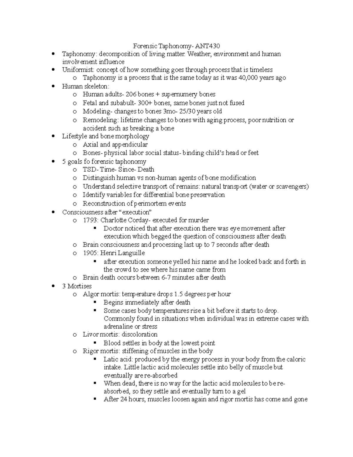 Forensic Taphonomy Notes - Forensic Taphonomy- ANT Taphonomy ...