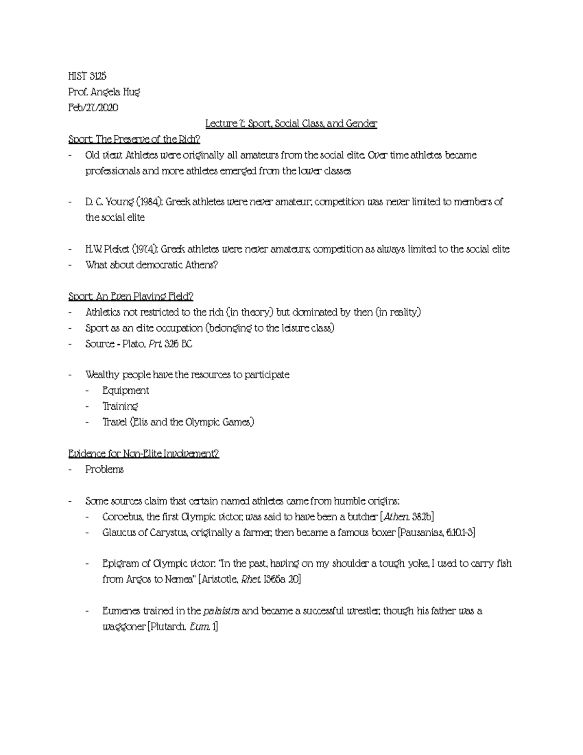 HIST 3125 lecture 7 - Winter 2020 Professor Angela Hug - HIST 3125 Prof ...