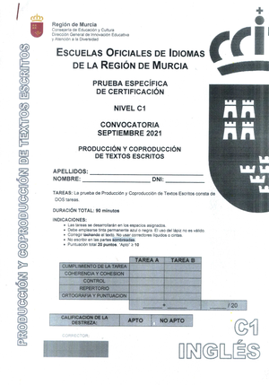 Placement test A2-B1 - EXAMEN A2/B1 INGLES - Part I Use the correct ...