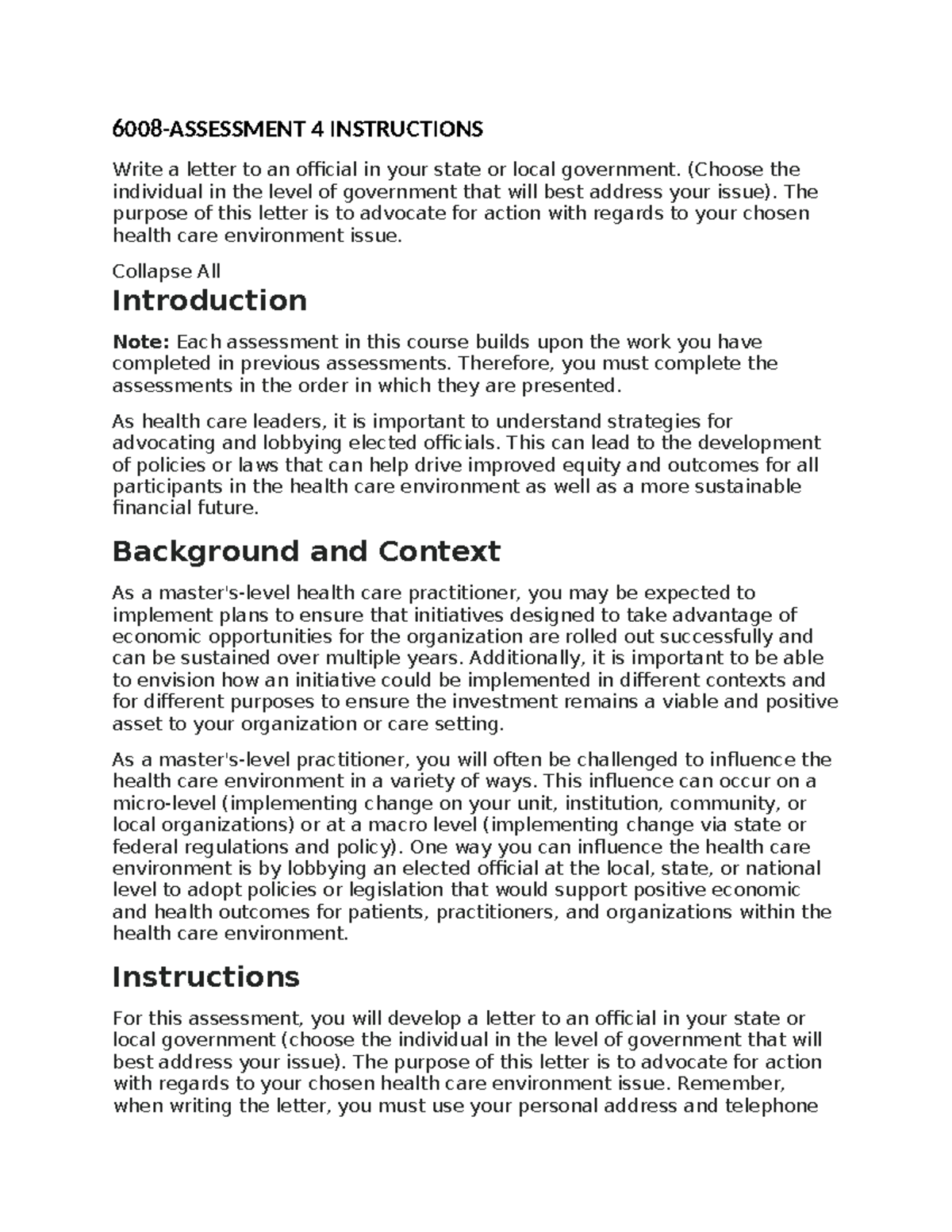 19094-6008-Assessment 4-Instructions-docx - 6008-ASSESSMENT 4 INSTRUCTIONS Write a letter to an ...