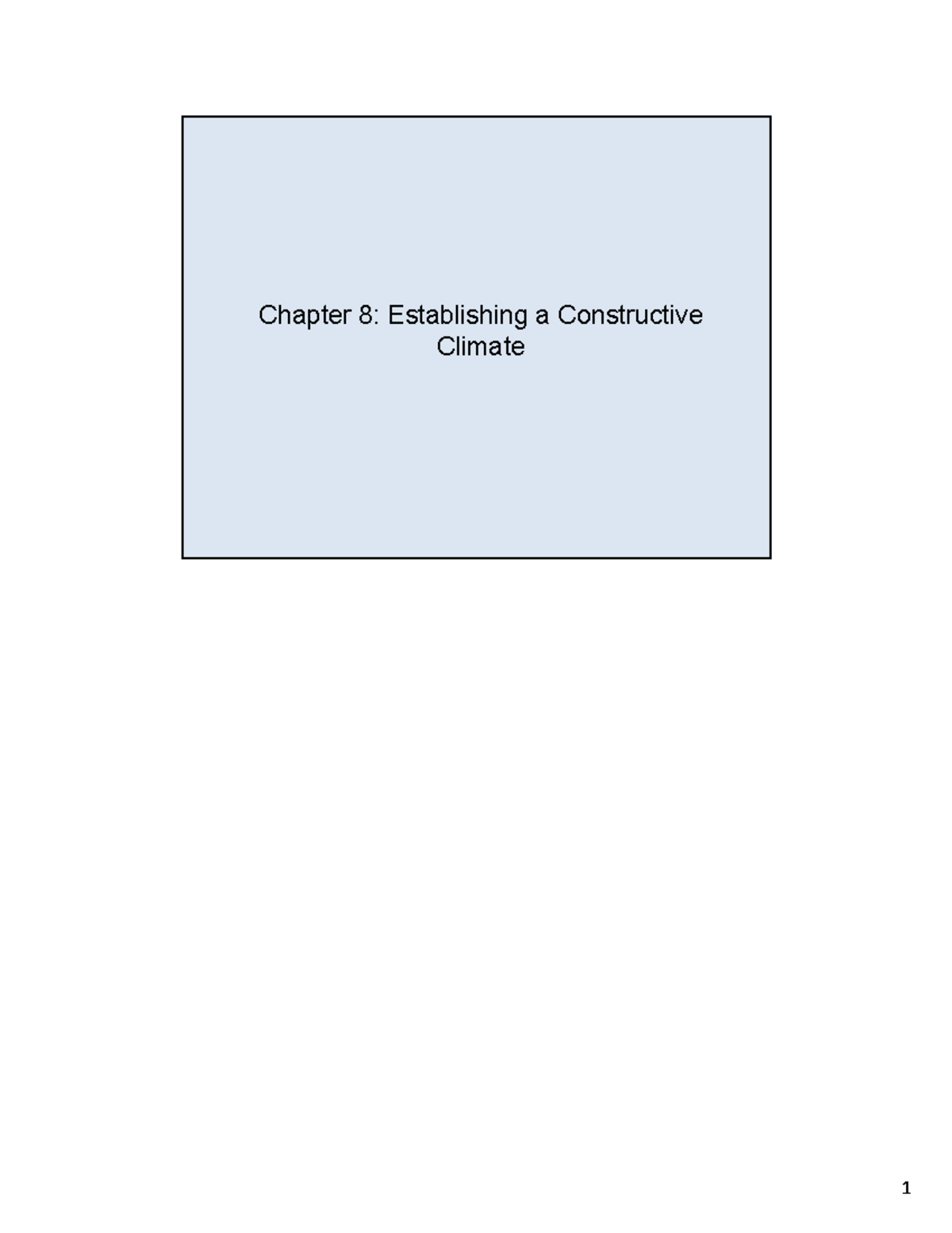 Chapter 8 Establishing a Constructive Climate - Chapter 8: Establishing ...
