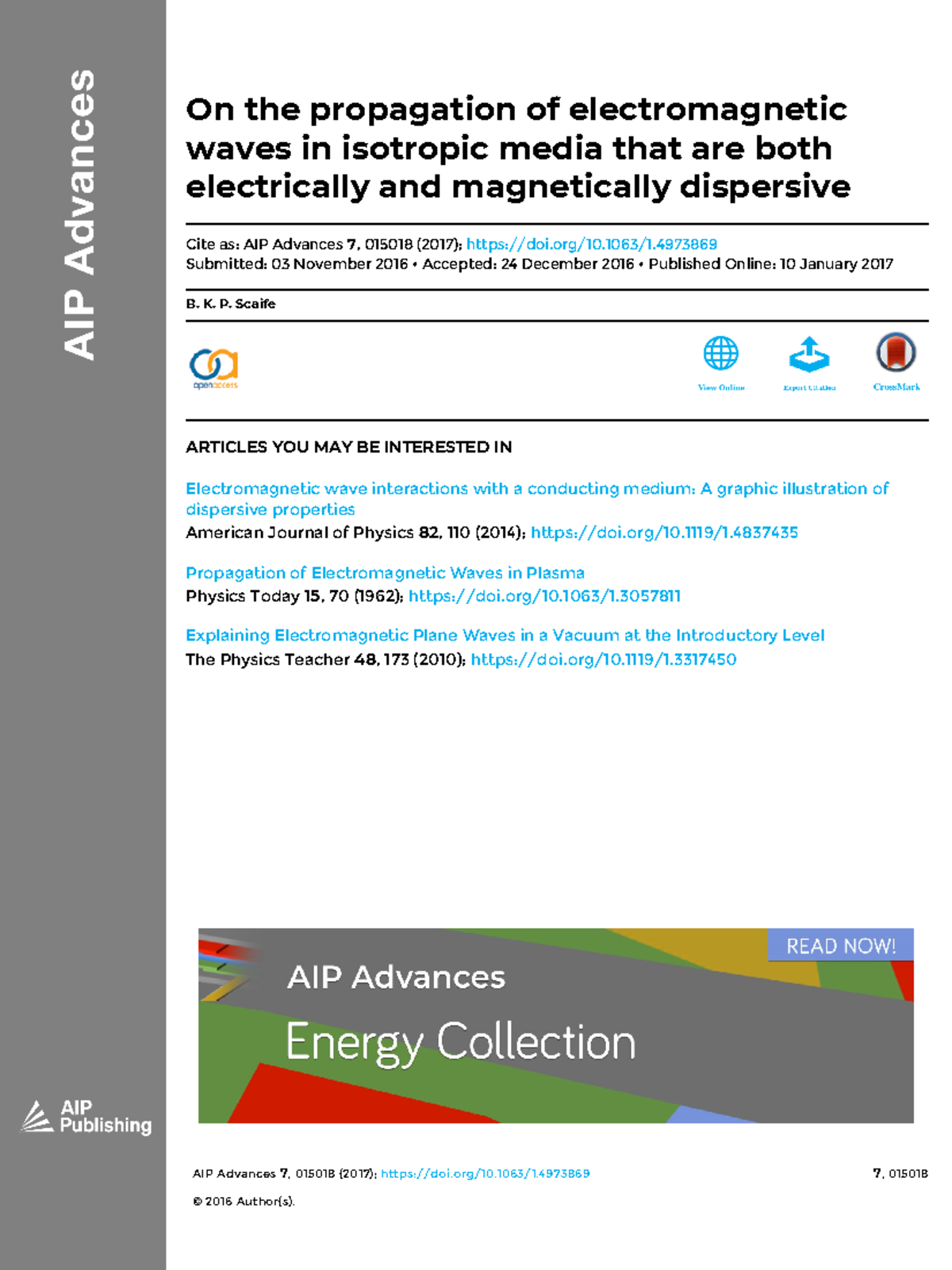 1 - Notes of atomic and molecular physics - AIP Advances 7 , 015018 ...