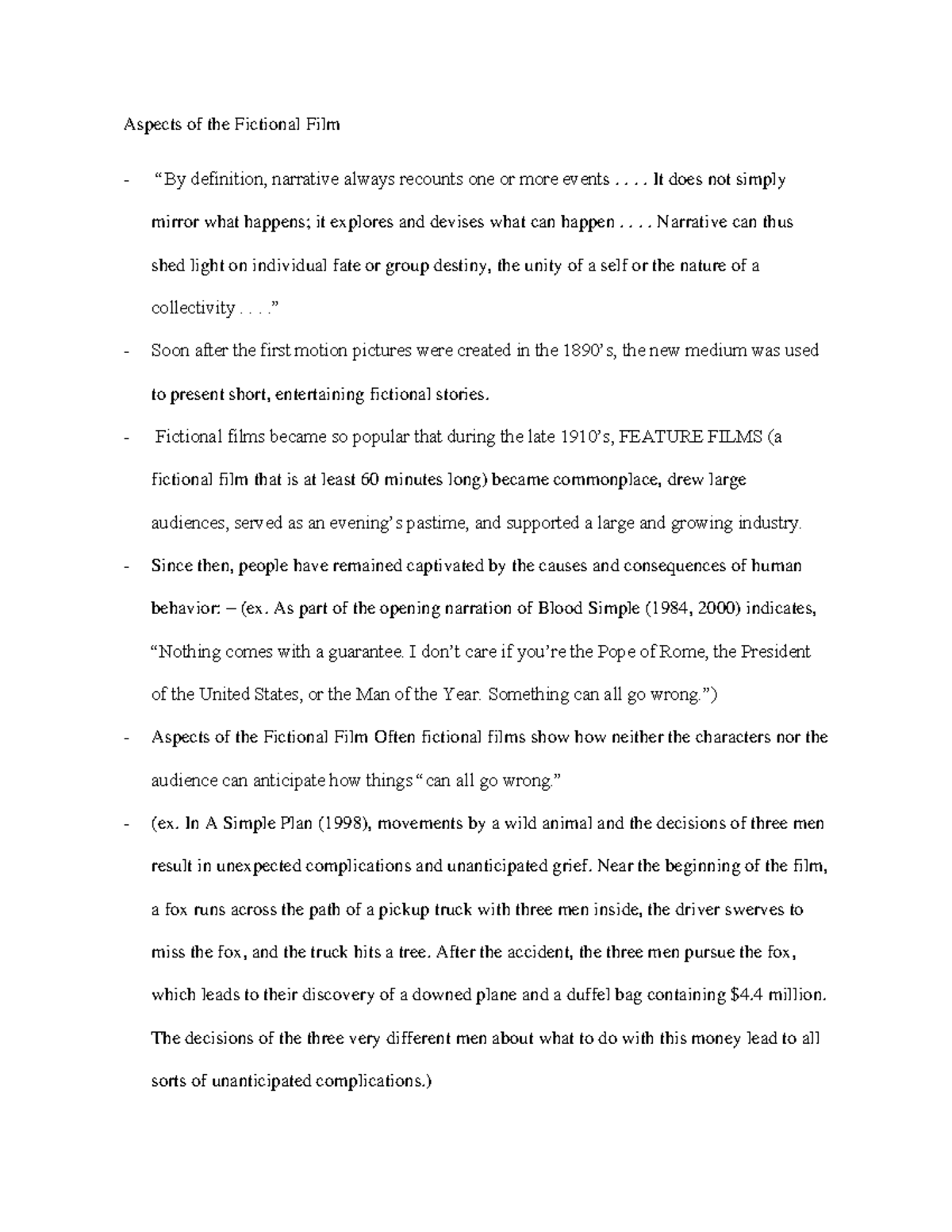 Eng 281 chapter 6 aspects of the fictional film lecture notes - Aspects ...