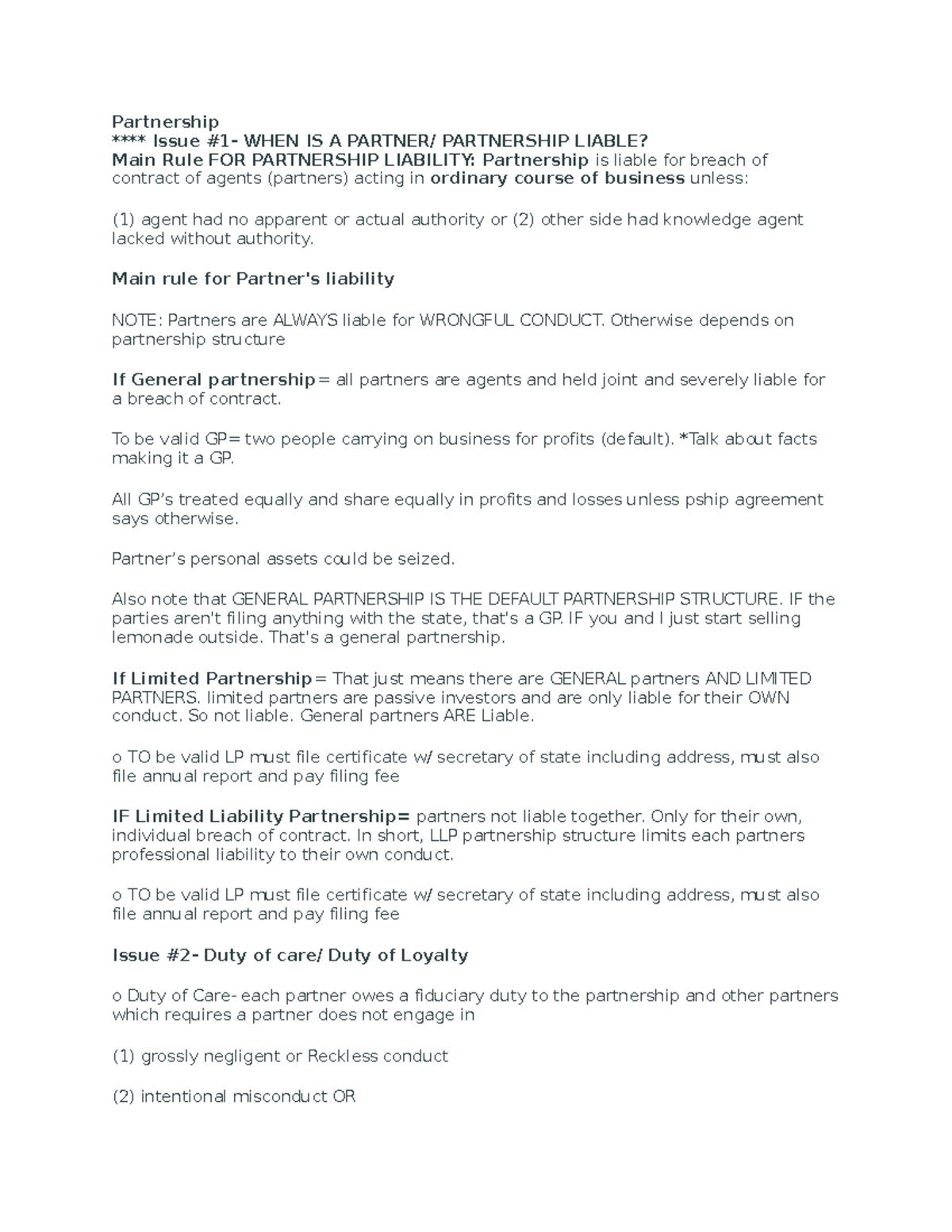 Partnership Small outline - Partnership **** Issue #1- WHEN IS A ...