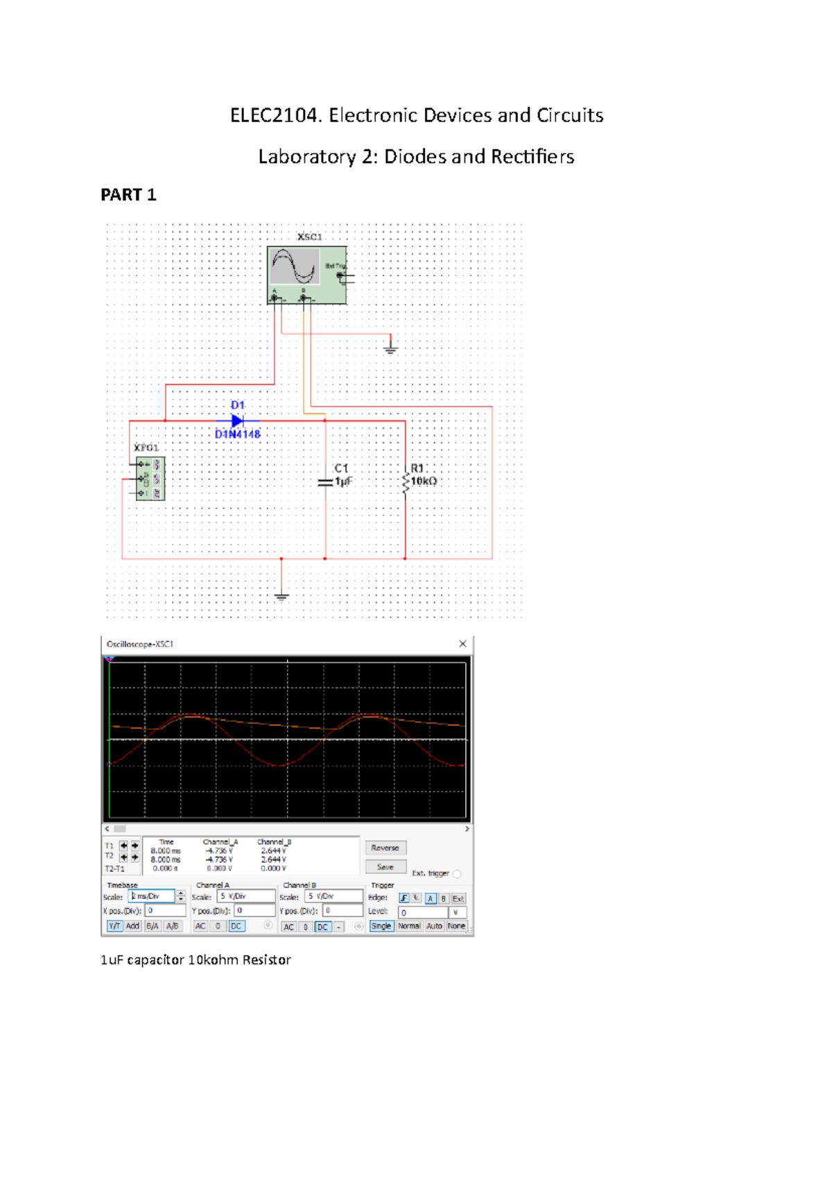 Laboratory 2: Diodes and Rectifiers - ELEC2104 - USyd - Studocu