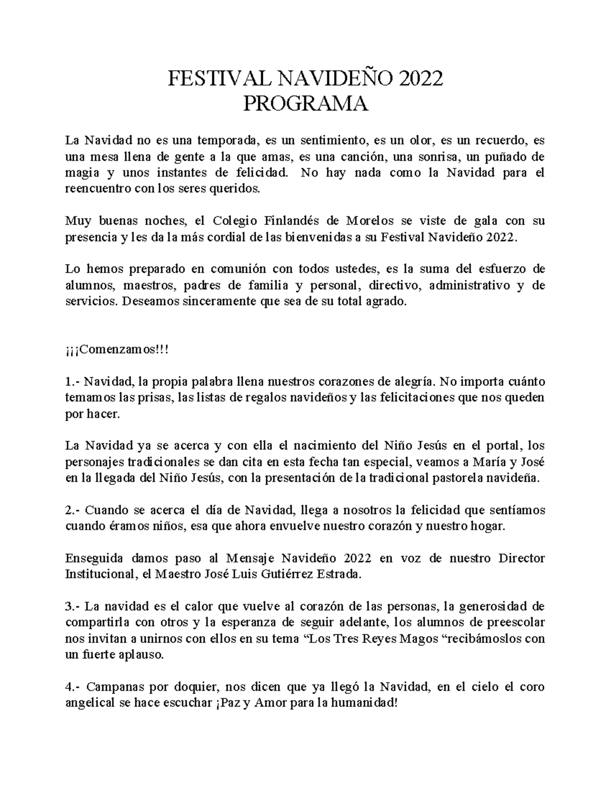 Festival Navideño 2022 - FESTIVAL NAVIDEÑO 2022 PROGRAMA La Navidad no es una temporada, es un ...