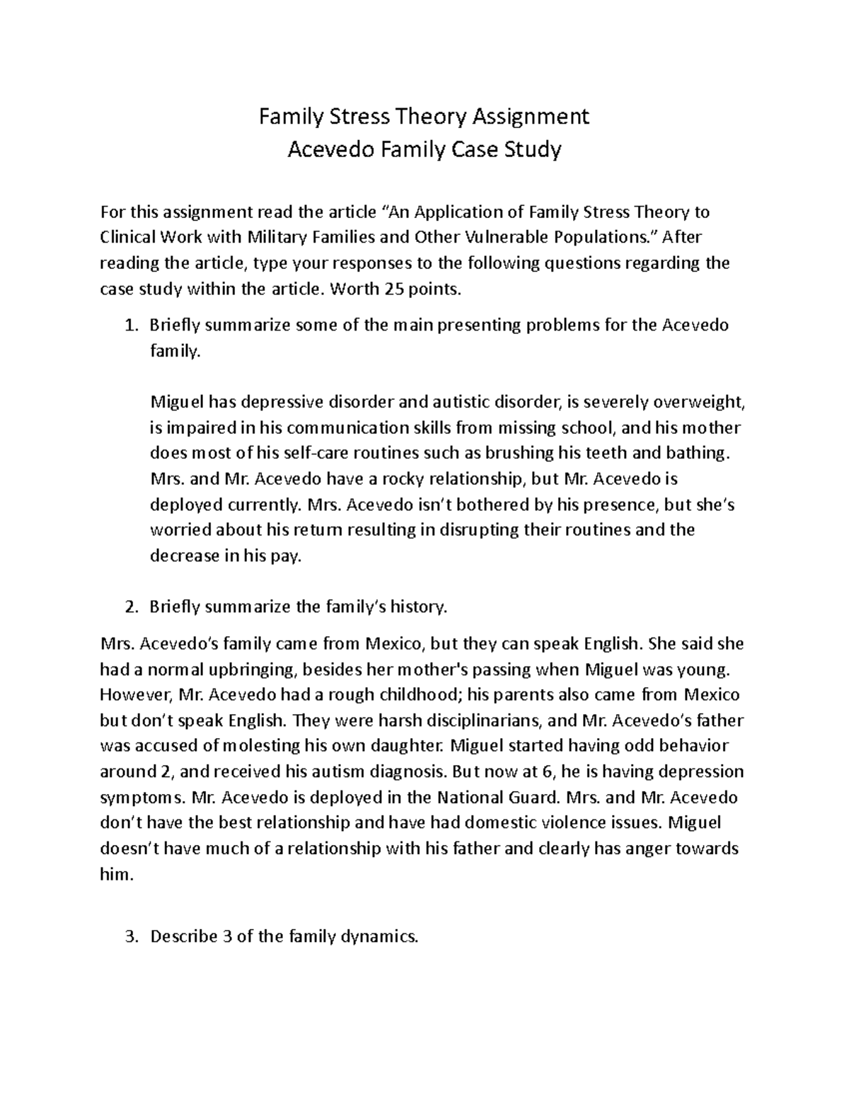 Family Stress Theory Assignment - Family Stress Theory Assignment ...