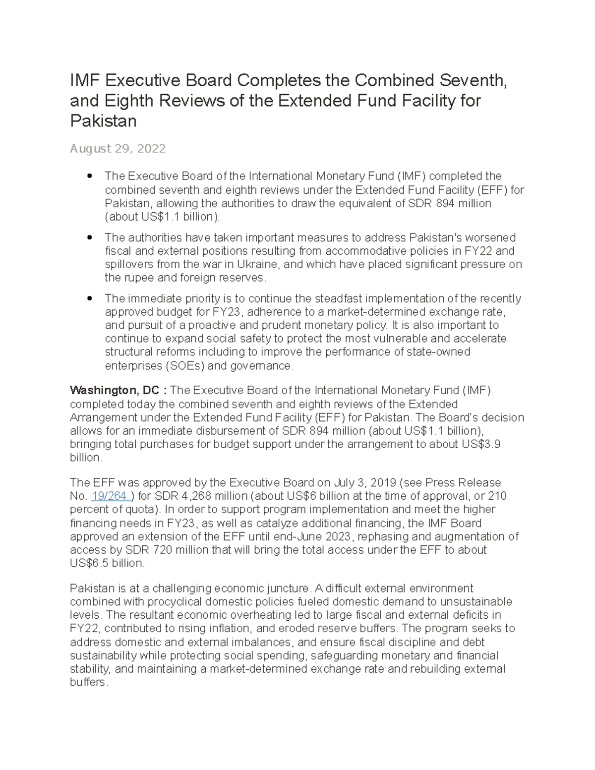Imf 453 - Money disbursed to nations by the IMF - IMF Executive Board ...