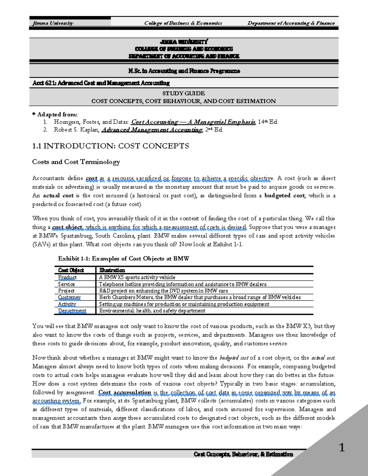 Cost Concepts, Behaviour, & Estimation Study Guide - Warning: Popup annotation has a missing or ...
