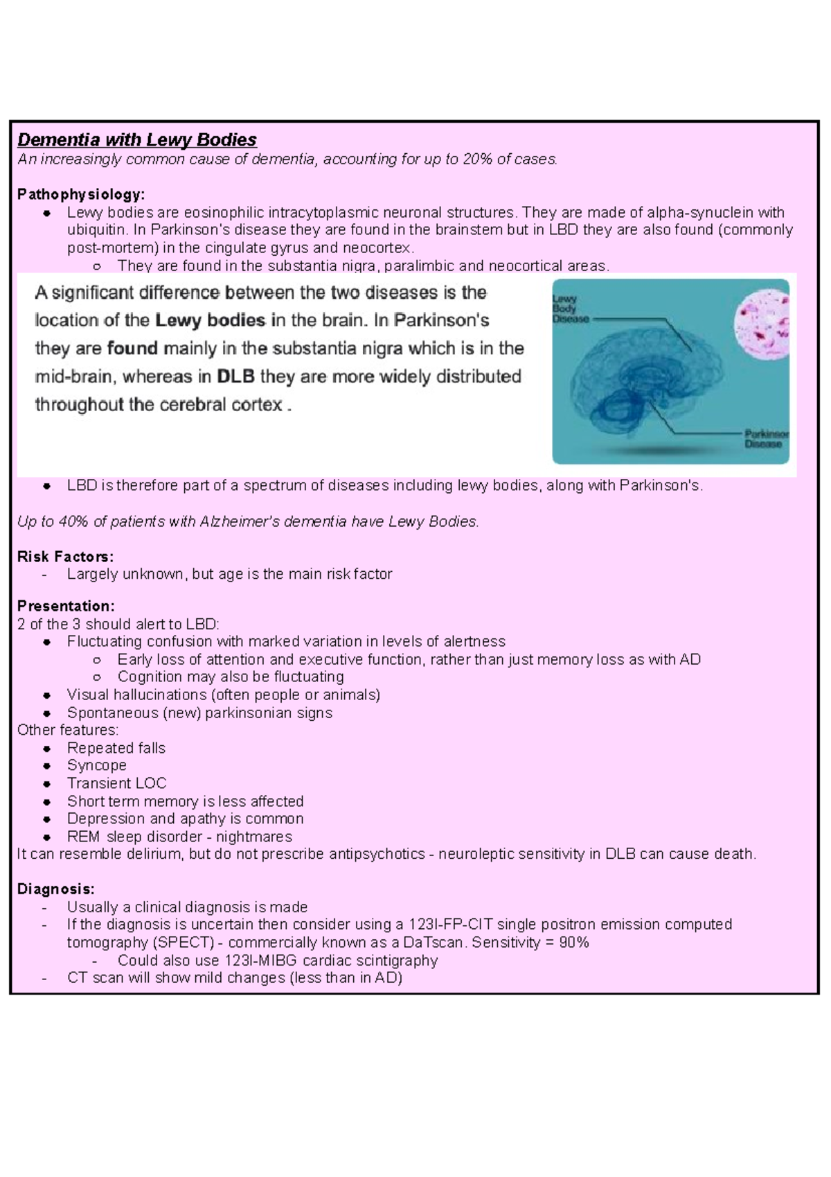 Dementia with Lewy Bodies - Pathophysiology: Lewy bodies are ...