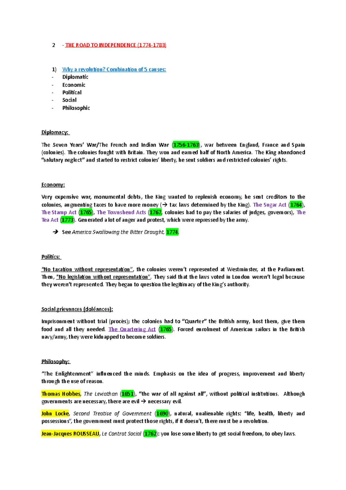 2 - The road to independence (1774-1783) - 2 THE ROAD TO INDEPENDENCE 1 ...