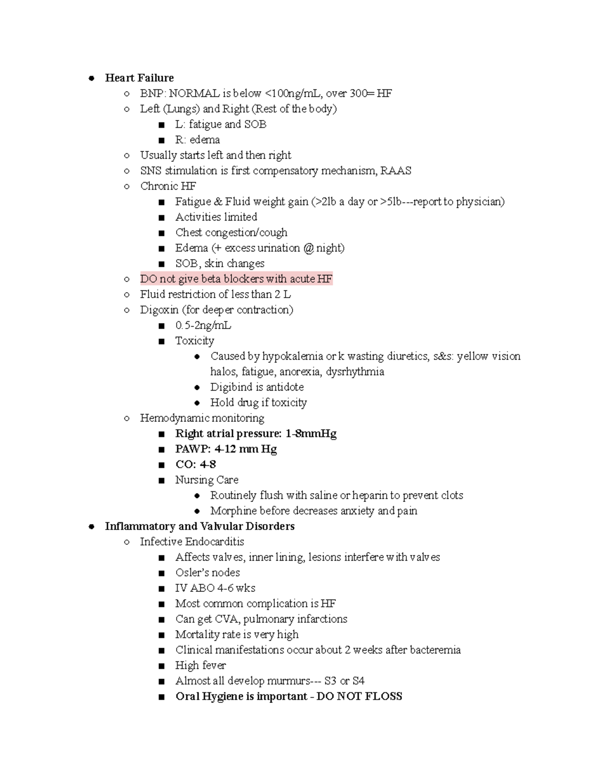 Heart Failure Study Guide - Heart Failure BNP: NORMAL is below