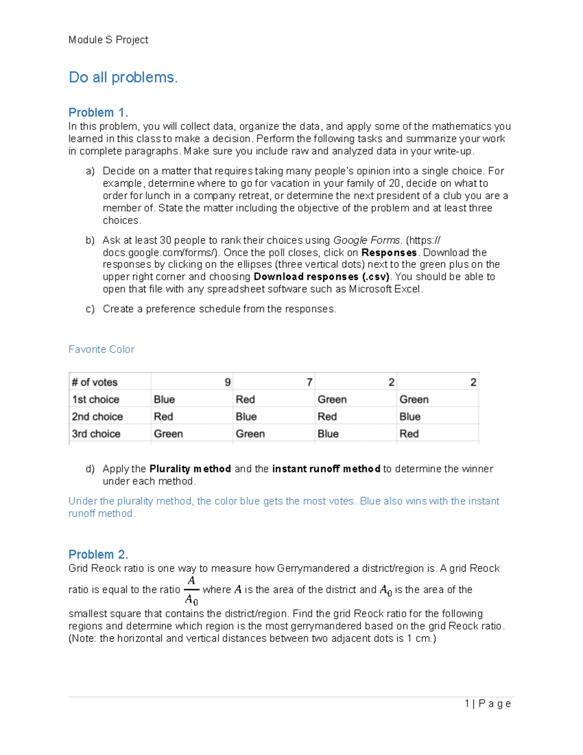 Module S Project - Problem 1. In this problem, you will collect data ...