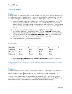 Module D Project - Choose two problems from Problems 1-4 to do. Do ...