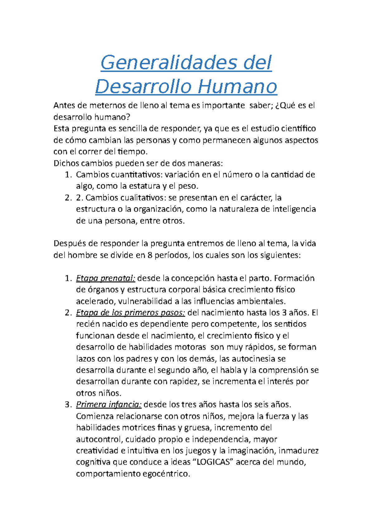Generalidades del Desarrollo Humano - Generalidades del Desarrollo ...