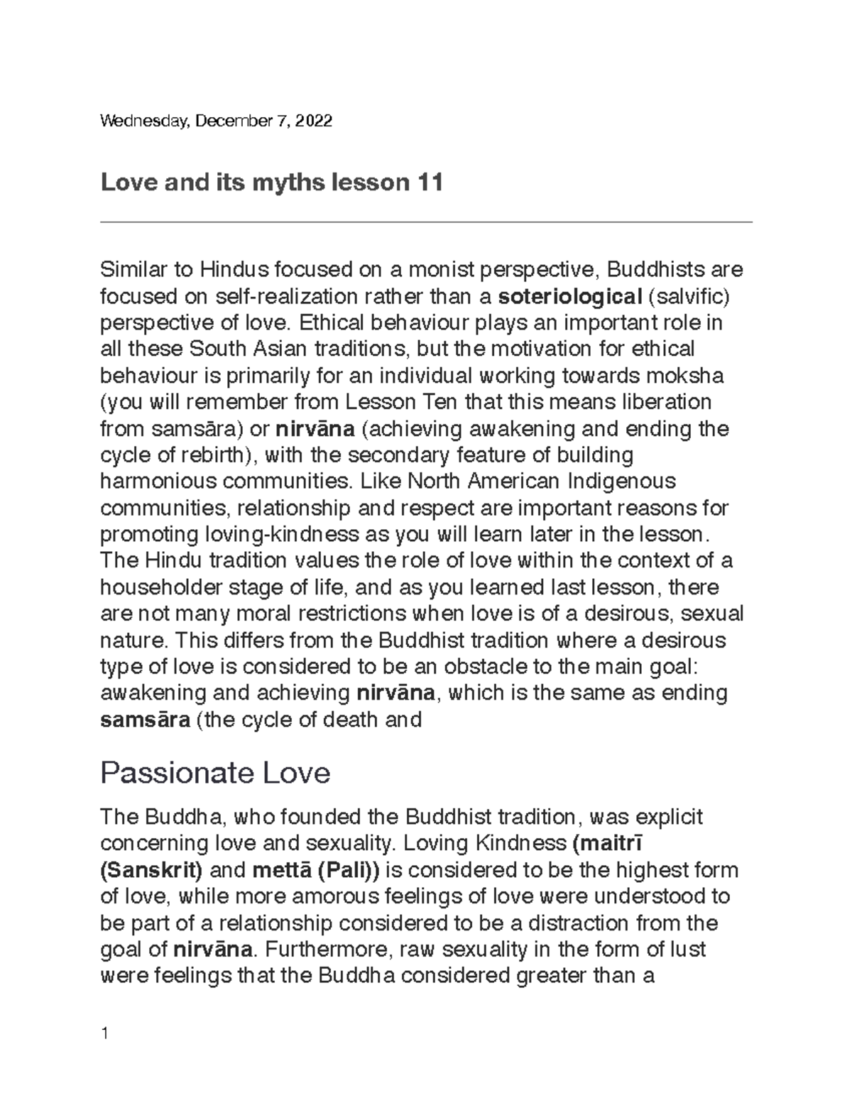 Love and myths lesson 11 - Wednesday, December 7, 2022 Love and its ...